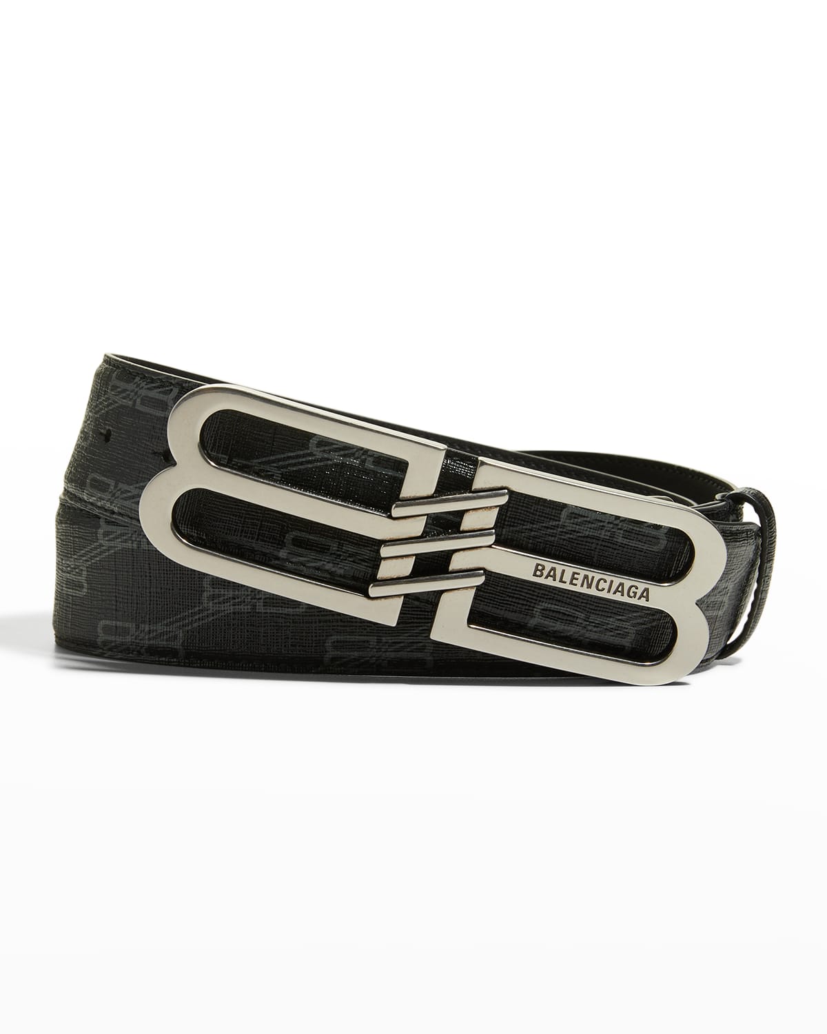 Balenciaga Men's BB-Buckle Leather Belt | Neiman Marcus