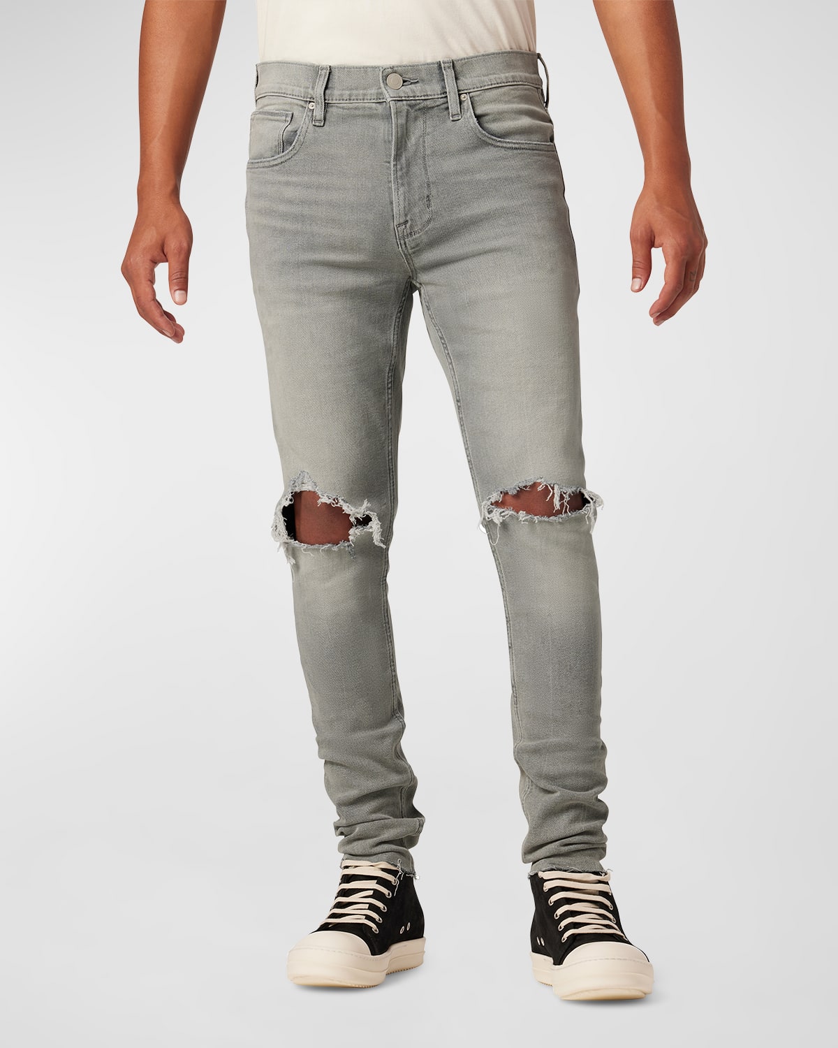 Hudson Men's Zack Distressed Splatter Skinny Jeans | Neiman Marcus