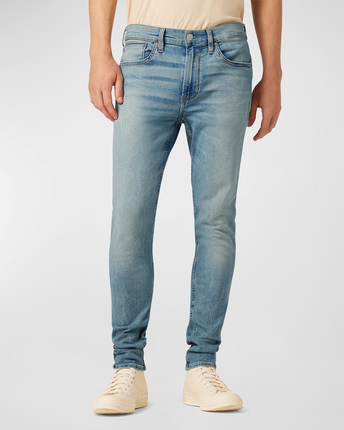 Hudson Men's Zack Distressed Splatter Skinny Jeans | Neiman Marcus