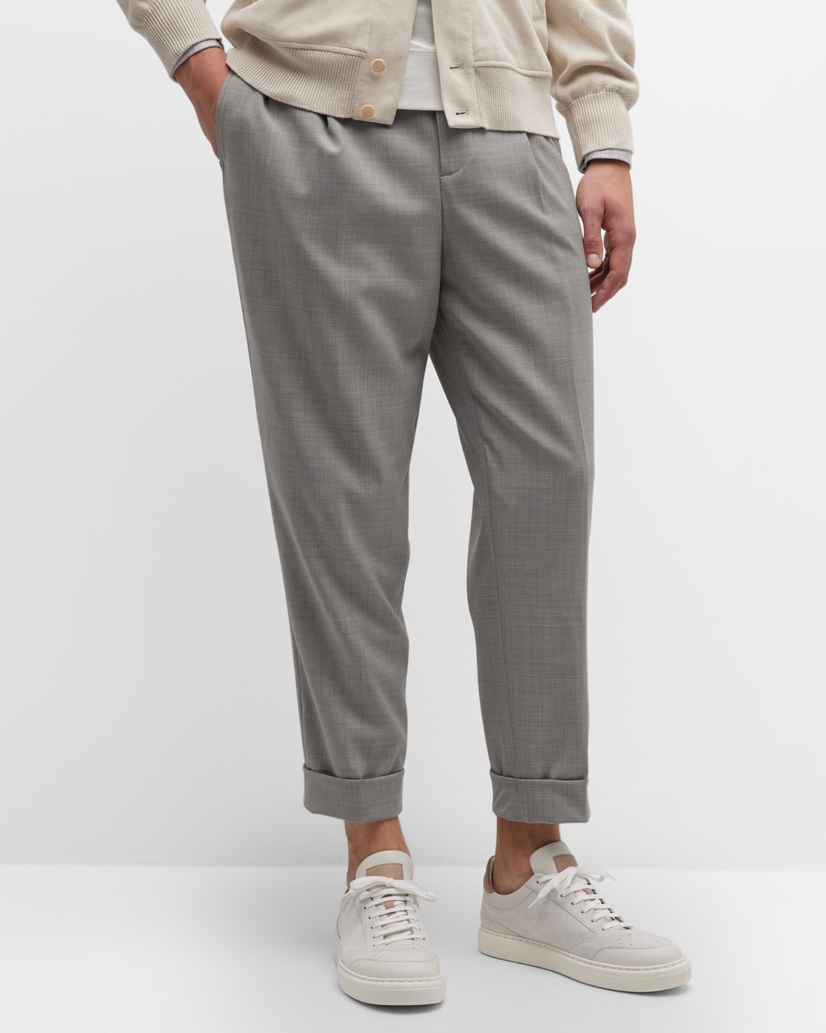 Brunello Cucinelli Men's Straight Leg Pleated Trousers | Neiman Marcus