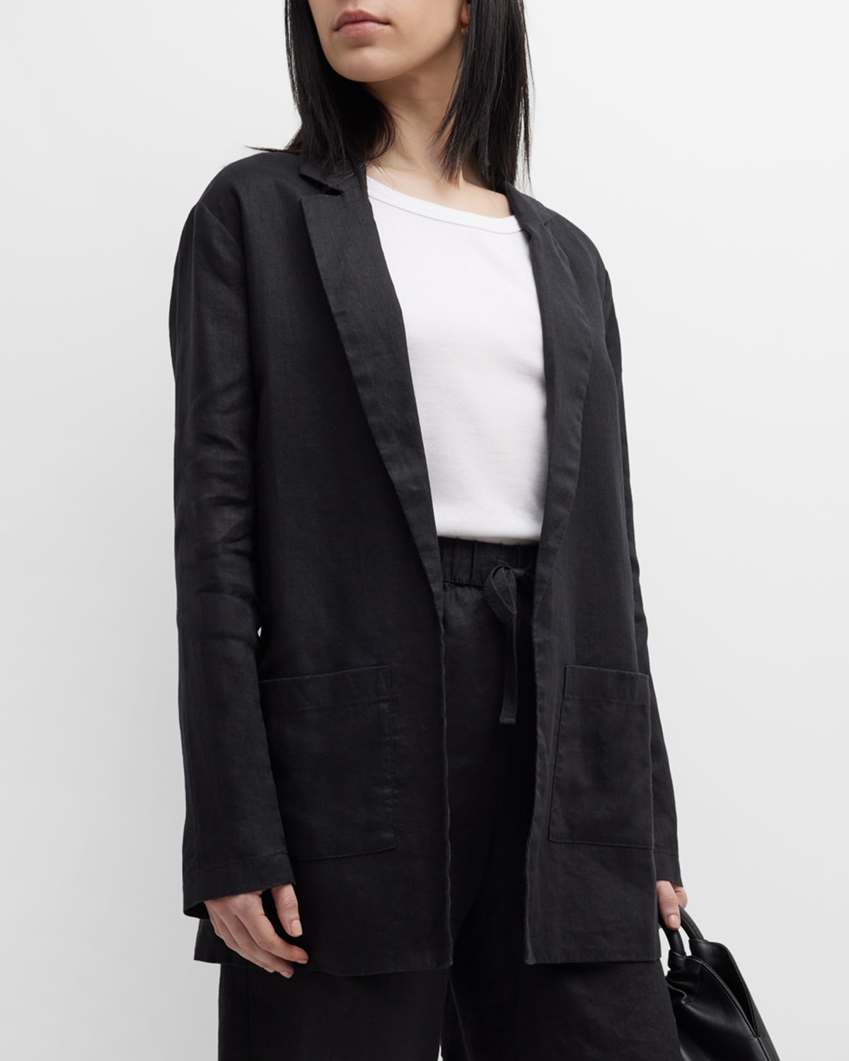 Eileen Fisher Open-Front Organic Linen Blazer | Neiman Marcus