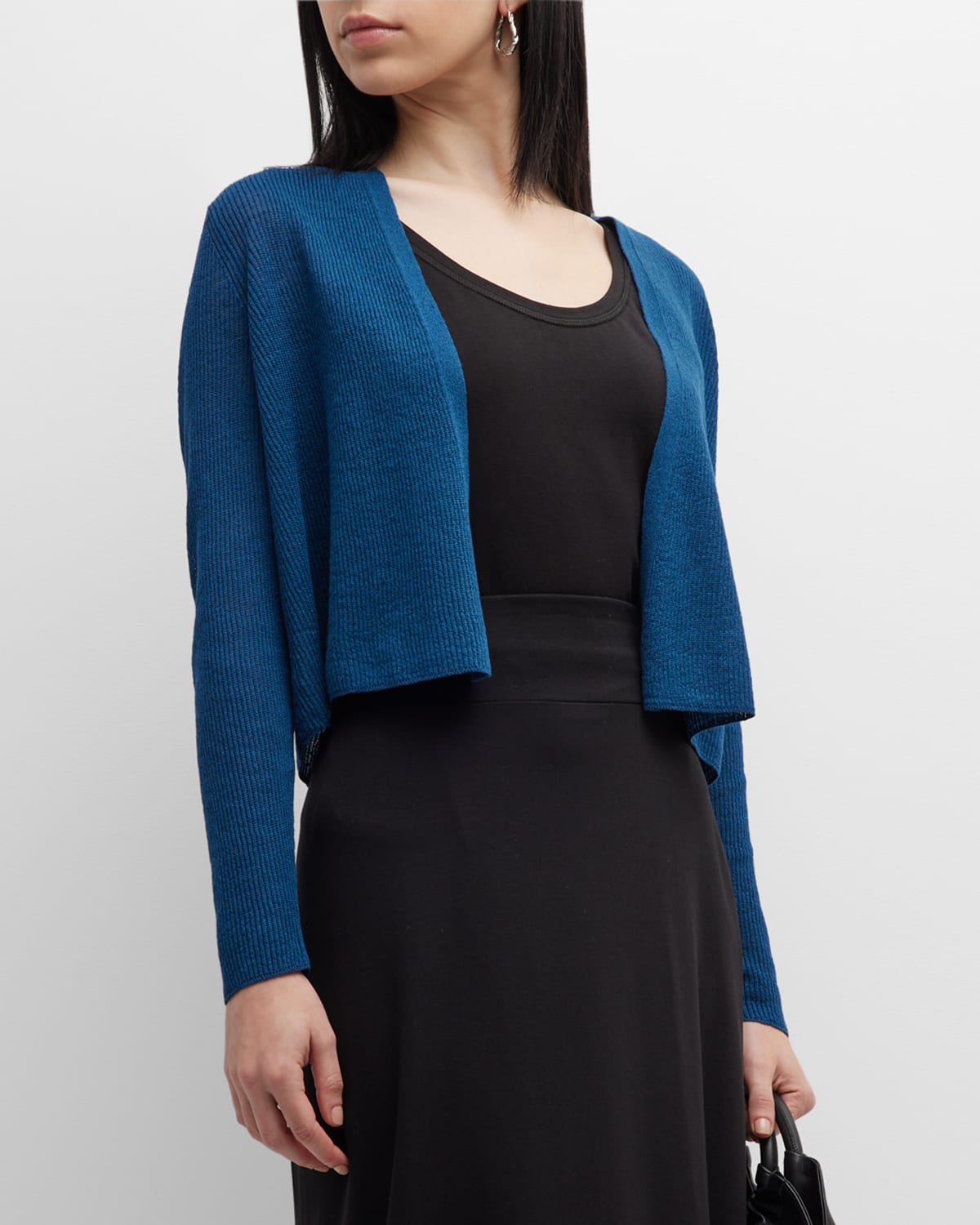 Eileen Fisher Petite Open-Front Sequin Knit Cardigan | Neiman Marcus