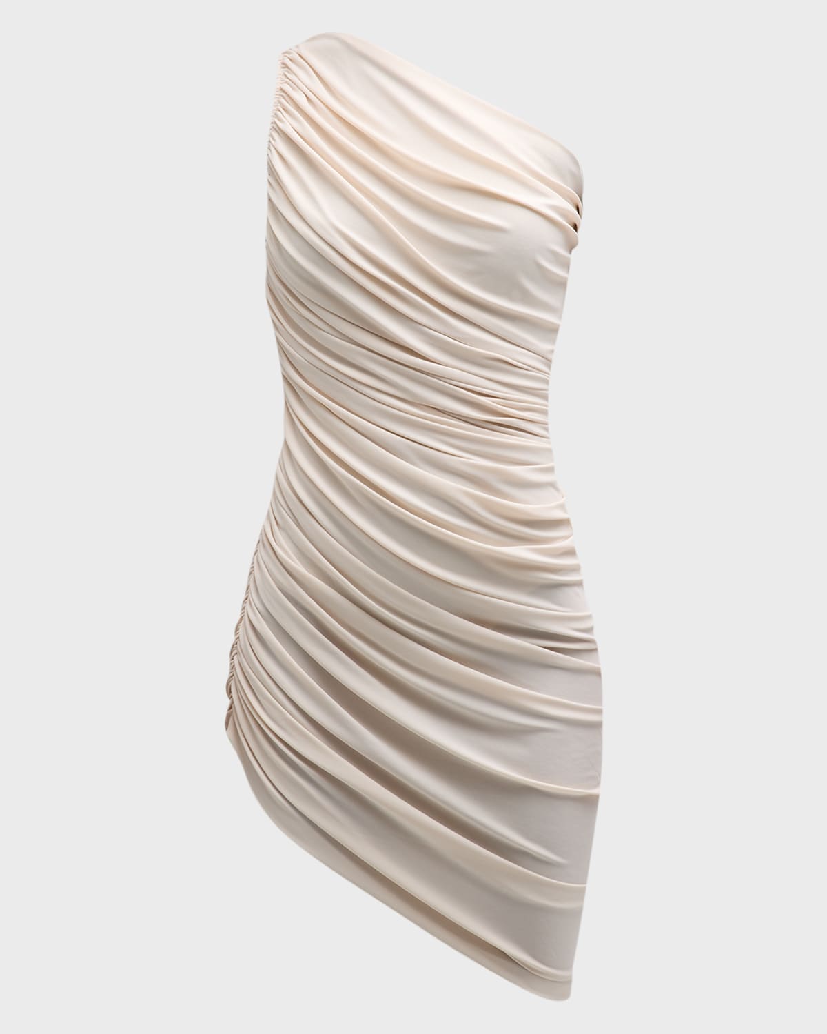 Norma Kamali Diana One-Shoulder Shirred Mini Dress | Neiman Marcus