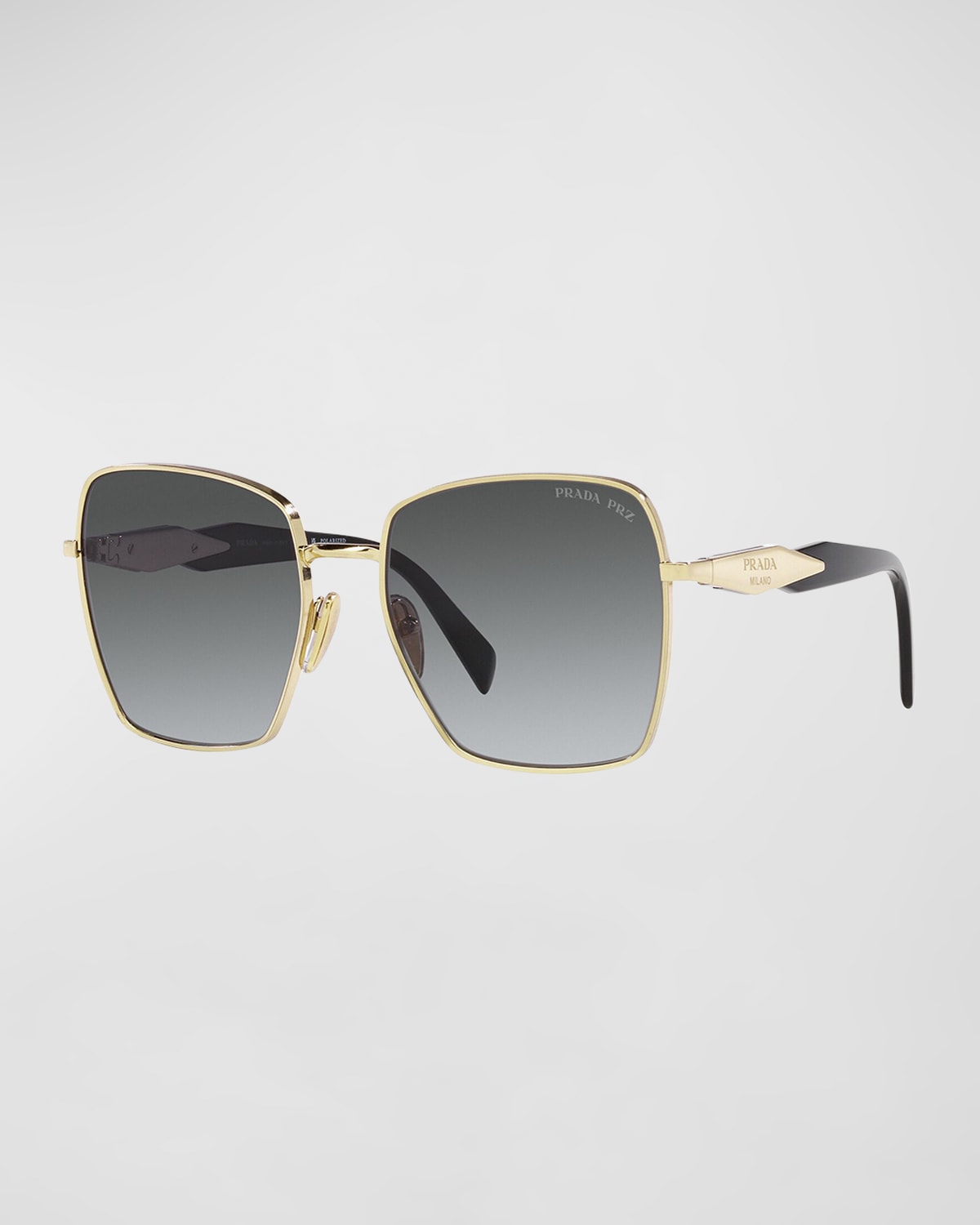 Prada Engraved Logo Gradient Square Metal & Plastic Sunglasses | Neiman Marcus