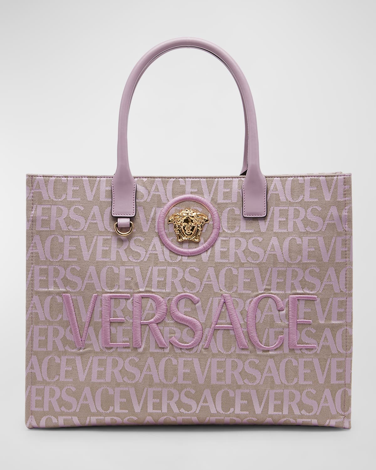 Versace La Medusa Mini Canvas Tote Bag | Neiman Marcus