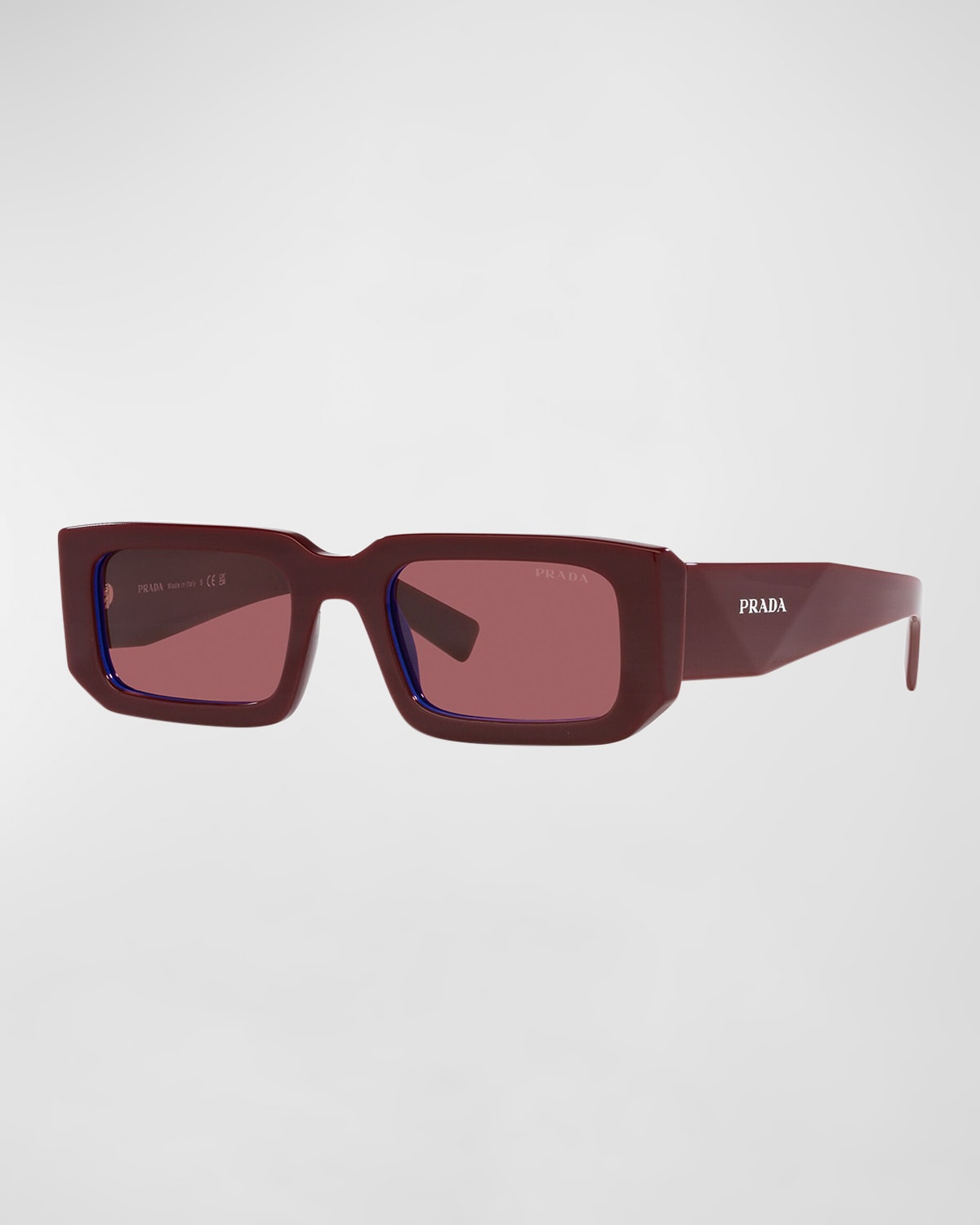 Prada Men's Saddle-Bridge Rectangle Sunglasses | Neiman Marcus