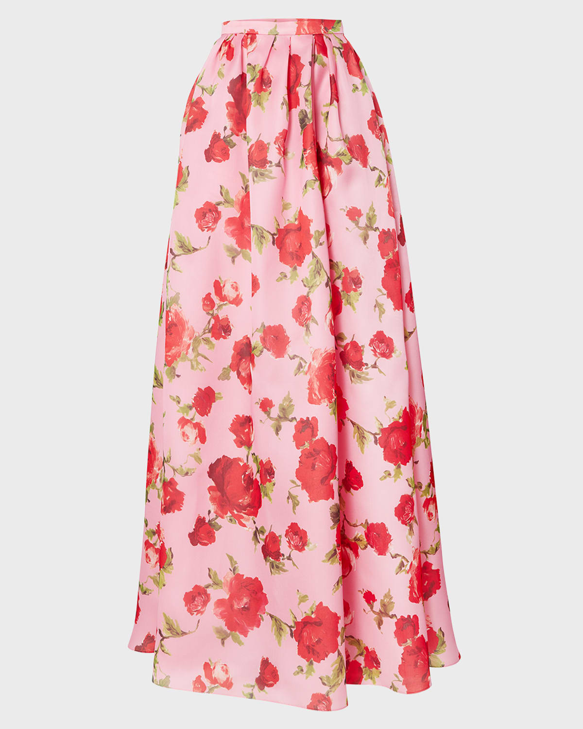 Carolina Herrera Floral-Print Pleated Silk Ball Skirt | Neiman Marcus