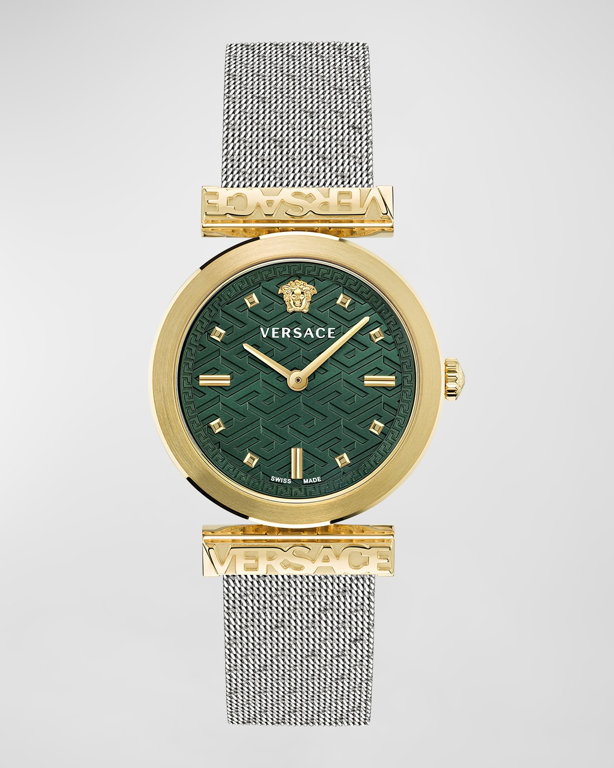 Versace 35mm Greca Time Watch with Bracelet Strap, Two-Tone/Green ...