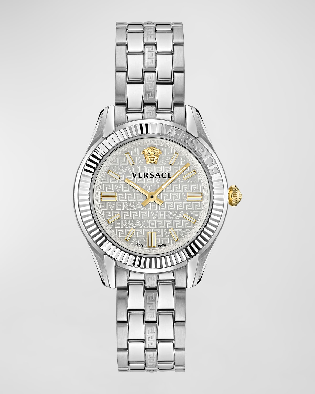 Versace 35mm Greca Time Watch with Bracelet Strap, Two-Tone/Green ...