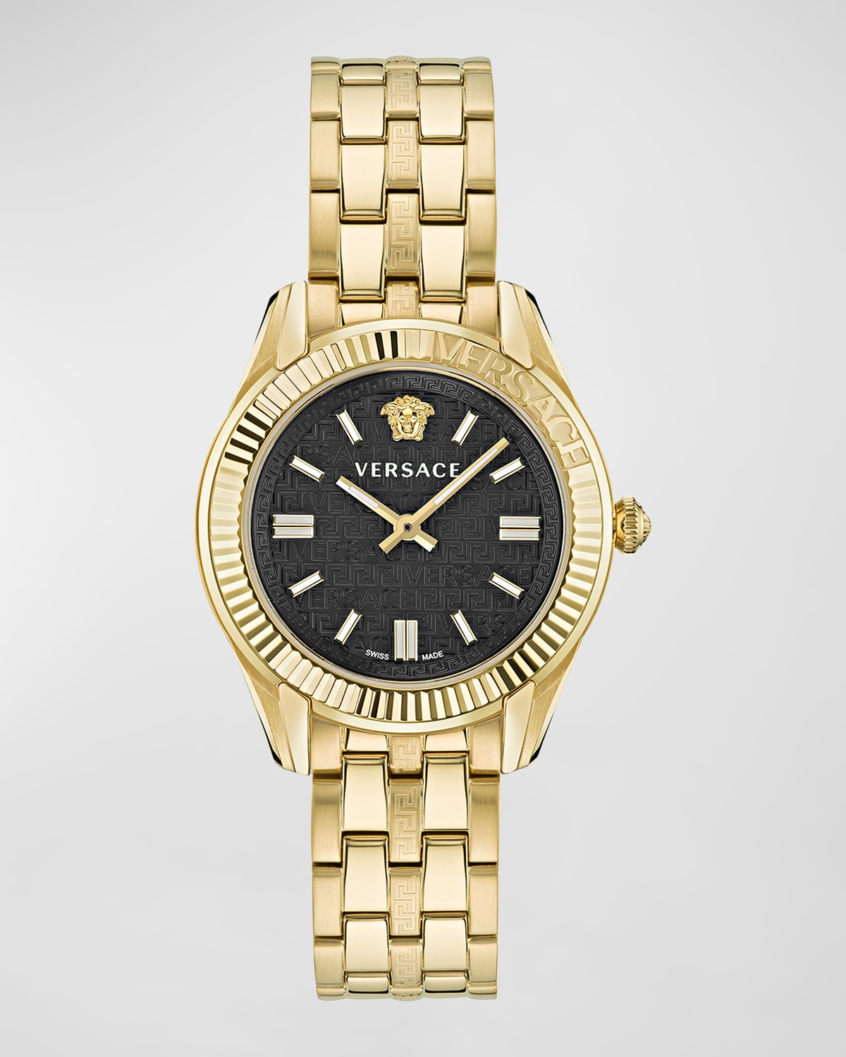 Versace 35mm Greca Time Watch with Bracelet Strap, Two-Tone/Green ...