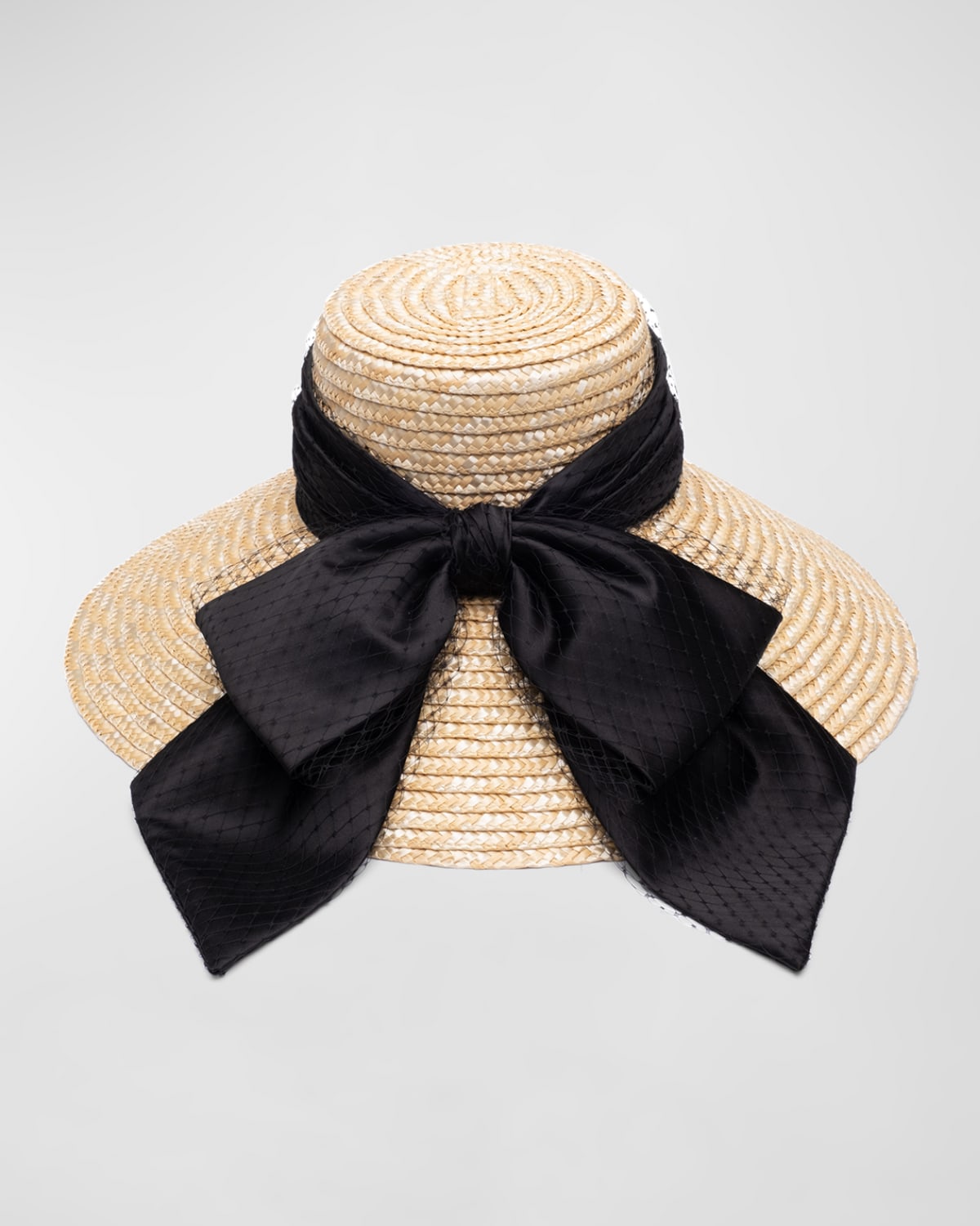Eugenia Kim Mirabel Straw Wide-Brim Hat With Organza Bow | Neiman Marcus