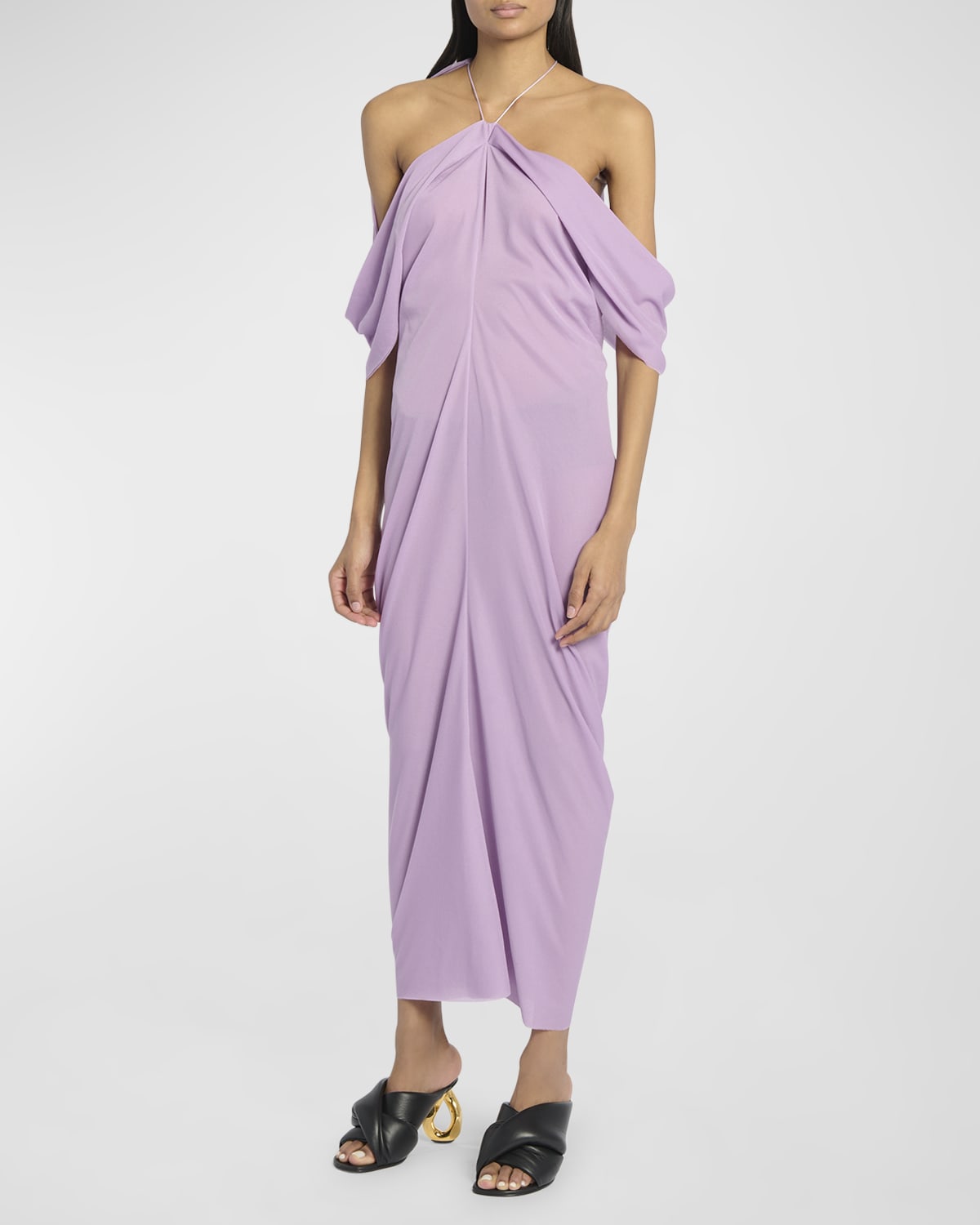 Verandah Sunset Hand-Beaded Cold-Shoulder Maxi Dress | Neiman Marcus