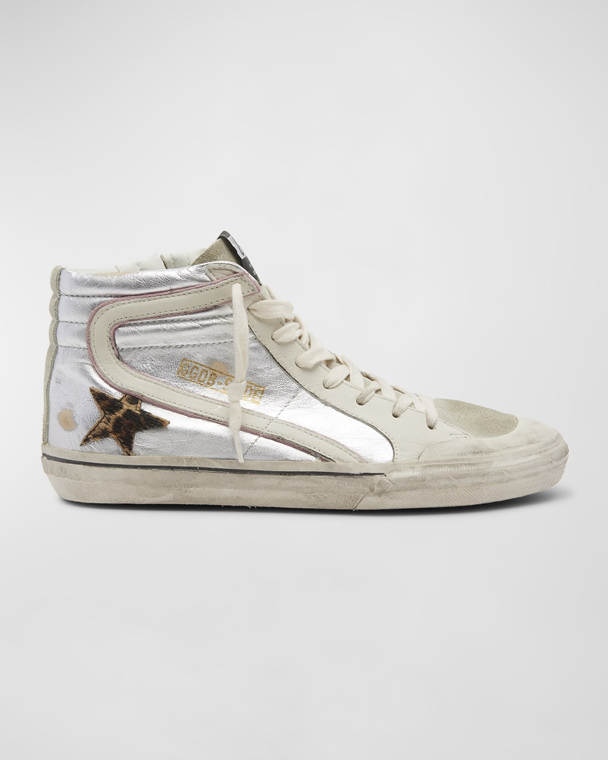 Golden Goose Slide Mid-Top Glitter Leather Sneakers | Neiman Marcus