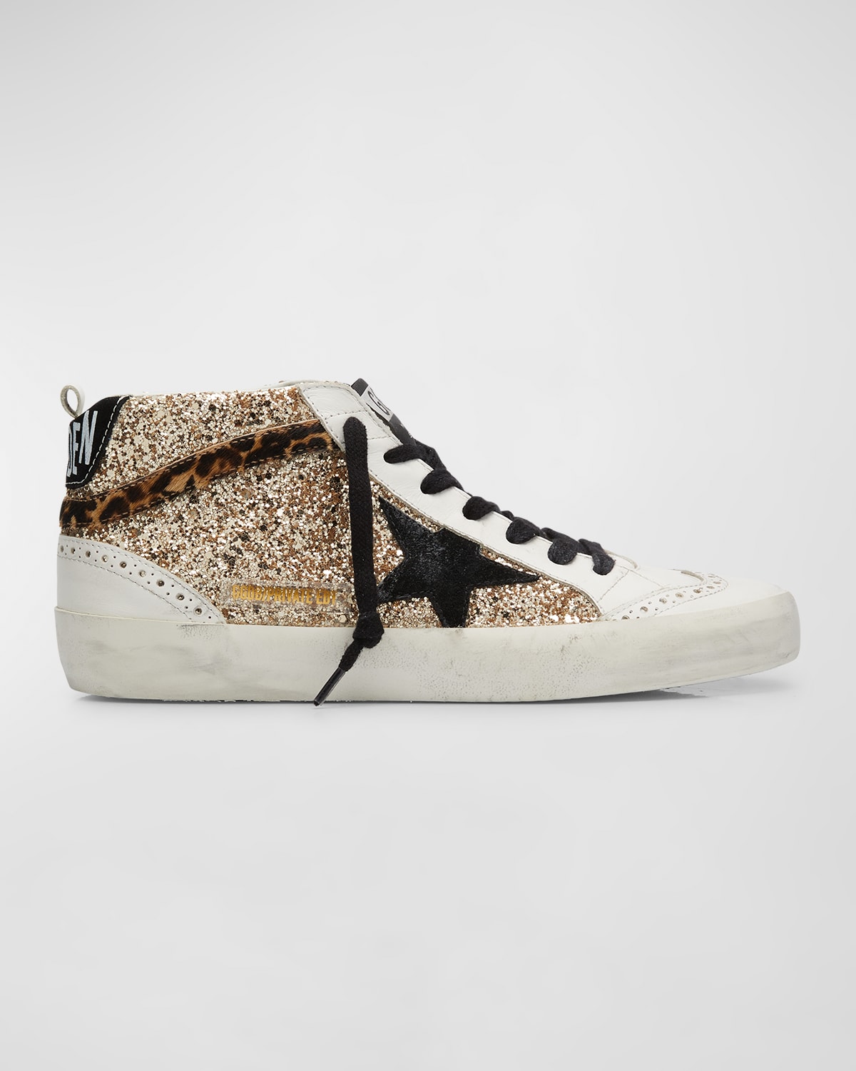 Golden Goose Mid Star Wing-Tip Crystal Leather Sneakers | Neiman Marcus