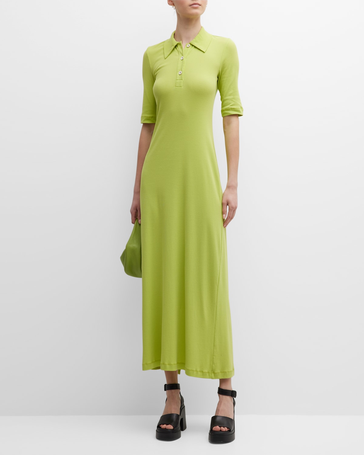 Rosetta Getty Wavy Plaid Midi Polo Dress | Neiman Marcus