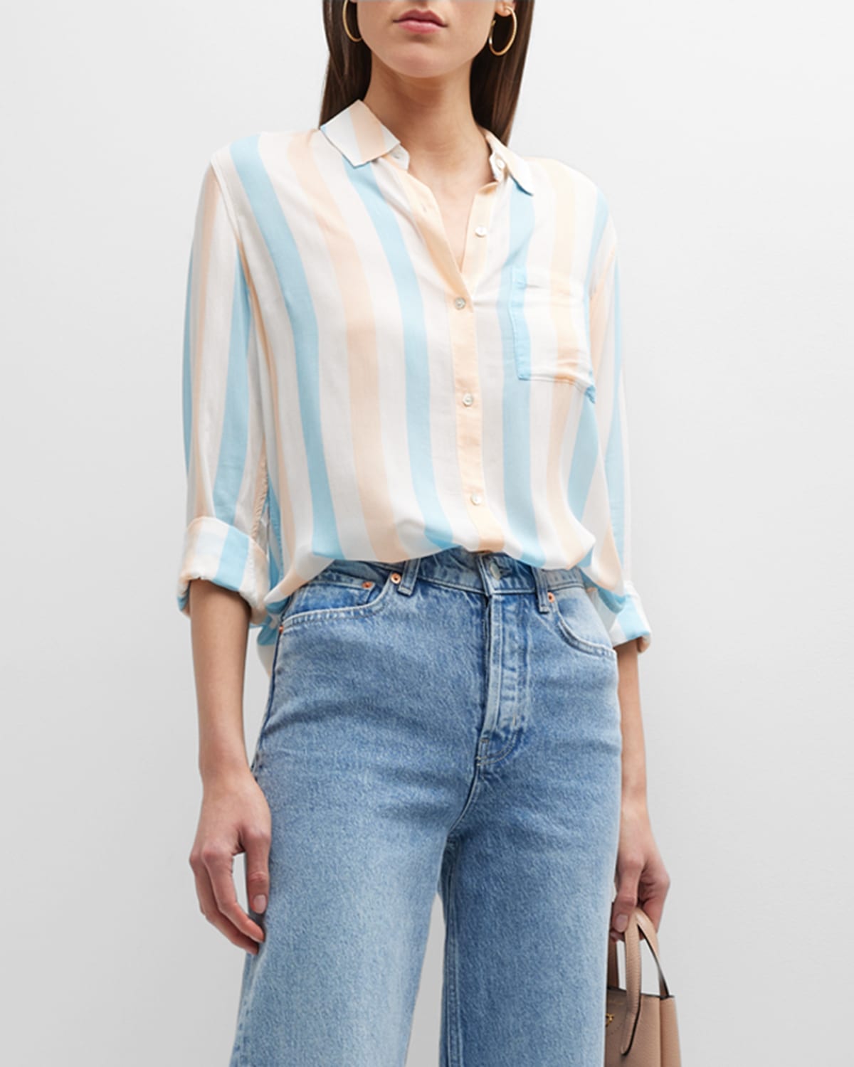 Rails Charli Multi-Striped Button-Front Shirt | Neiman Marcus