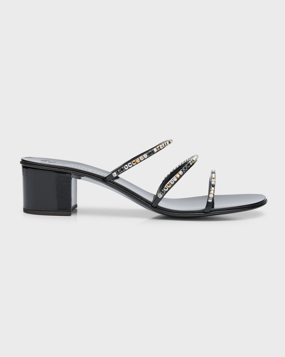 Giuseppe Zanotti Crystal Suede Dual-Band Slide Sandals | Neiman Marcus