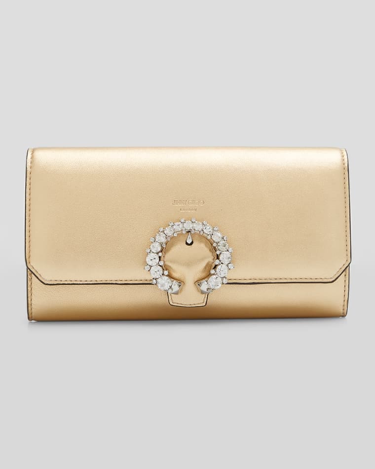 Jimmy Choo Madeline Mini Metallic Crystal Wallet with Chain | Neiman Marcus