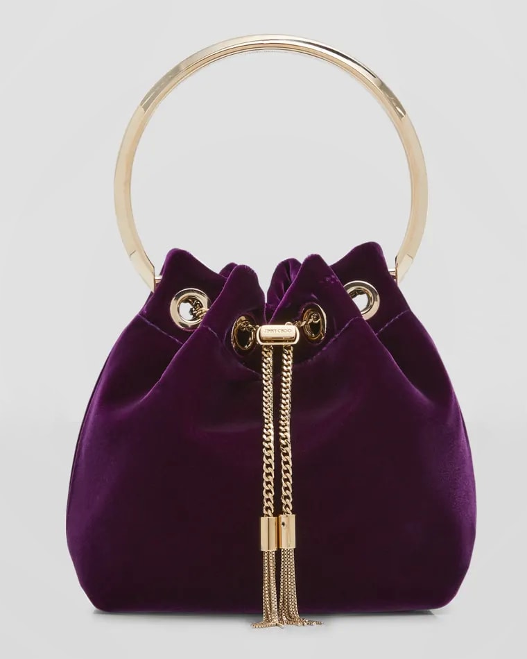 Jimmy Choo Bon Bon Crystal Satin Bucket Bag | Neiman Marcus