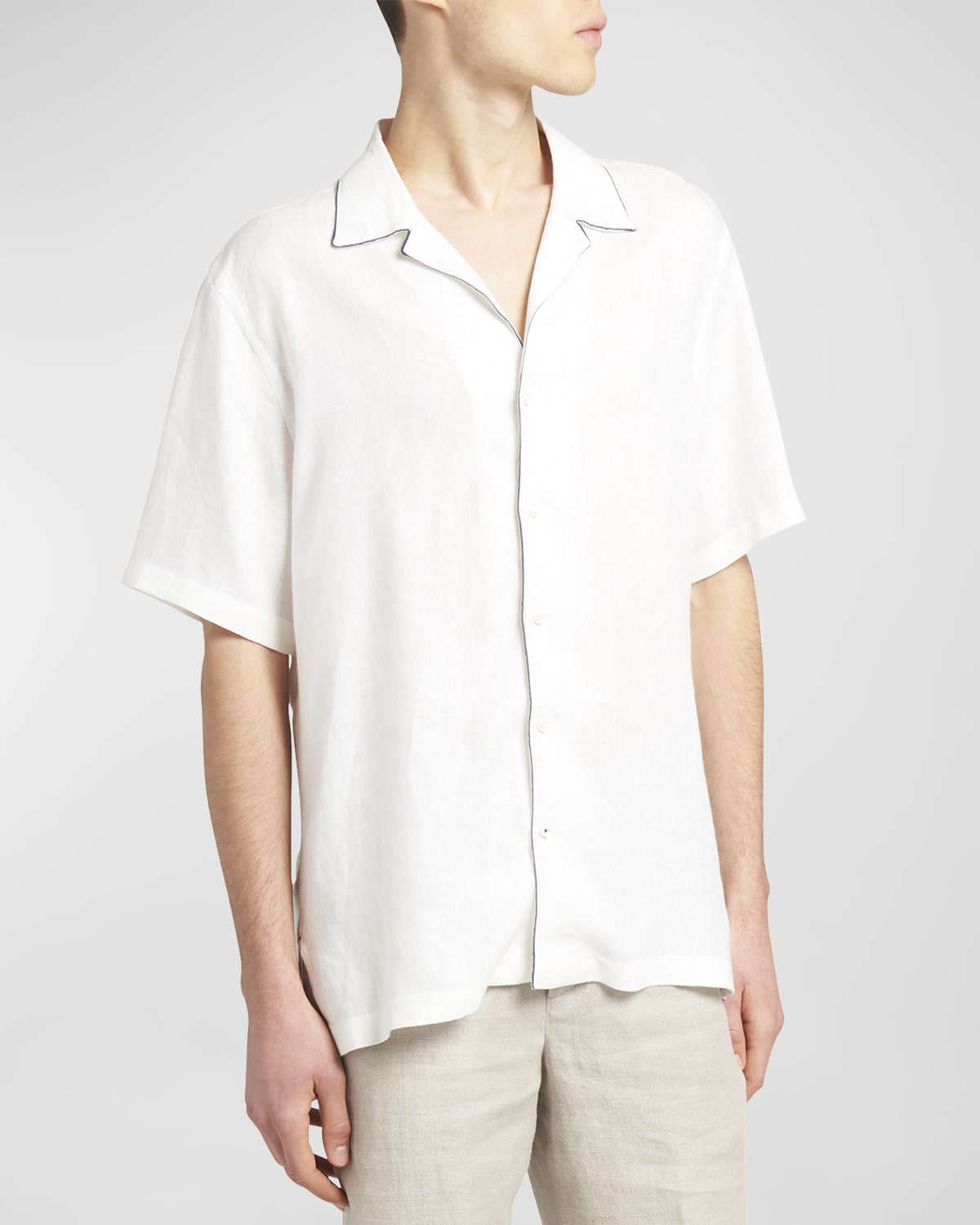 Vince Men's Mallorca Windowpane Camp Shirt | Neiman Marcus