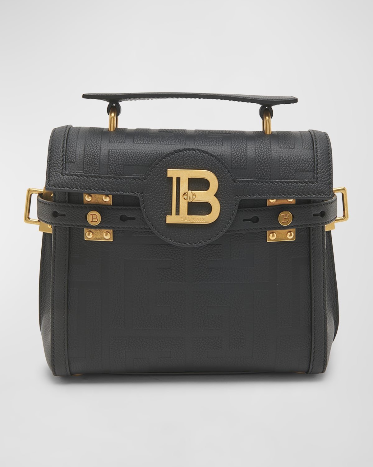 Balmain BBuzz 23 Raffia Top-Handle Bag | Neiman Marcus