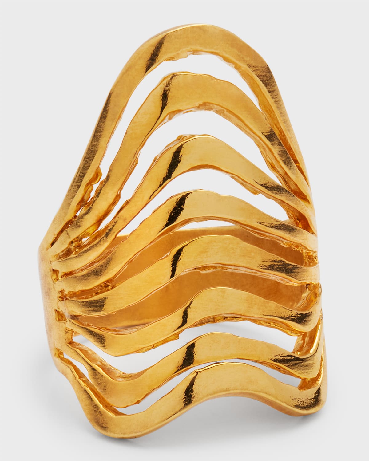 Devon Leigh 18k Yellow Gold Smooth & Ripple Ring | Neiman Marcus