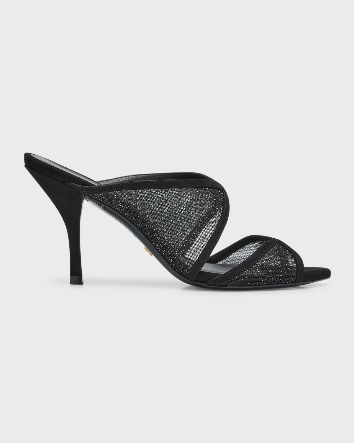 Stuart Weitzman Noche Glitter Mesh Mule Sandals | Neiman Marcus