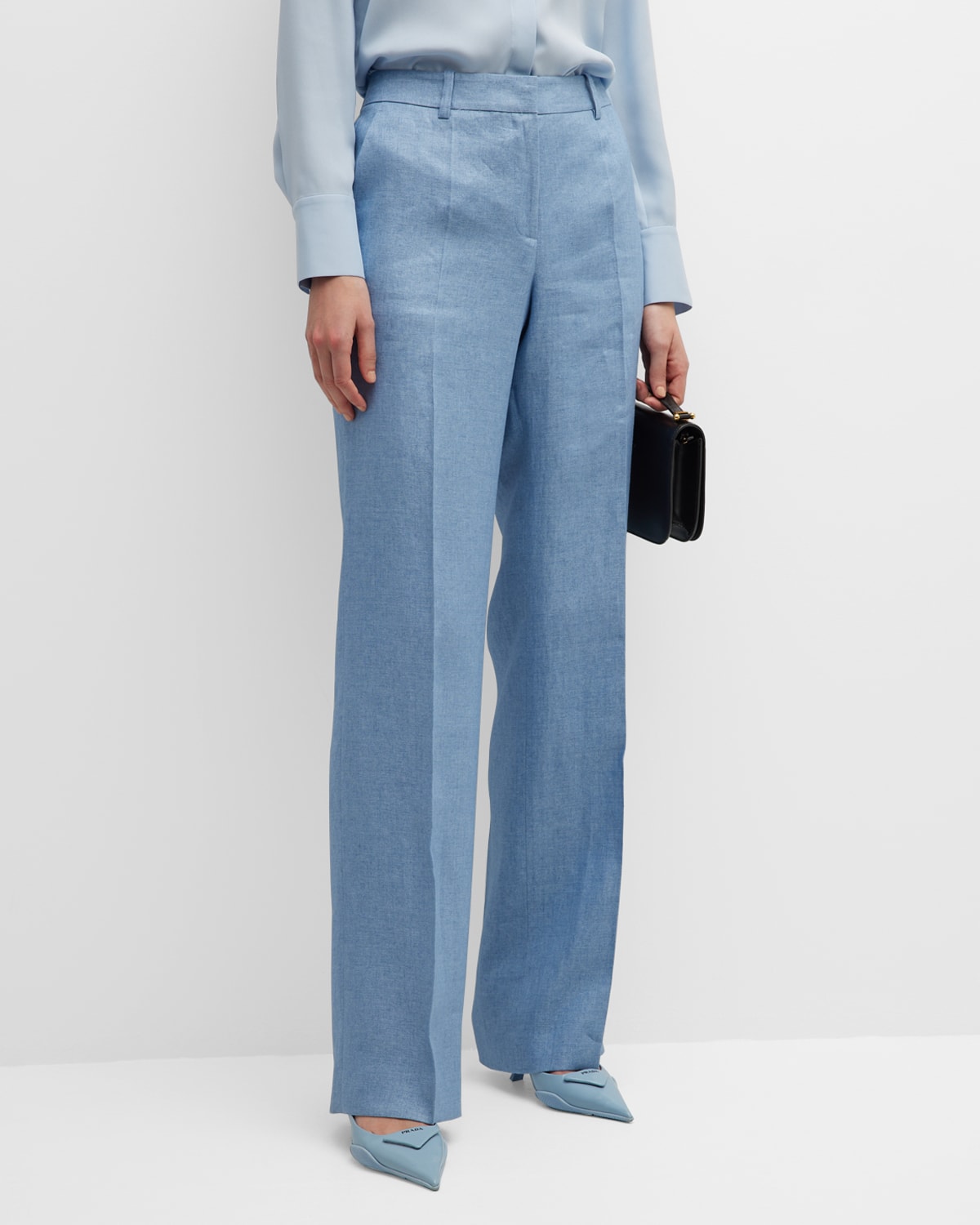 Lafayette 148 New York Gates Check-Print Straight-Leg Wool Pants ...