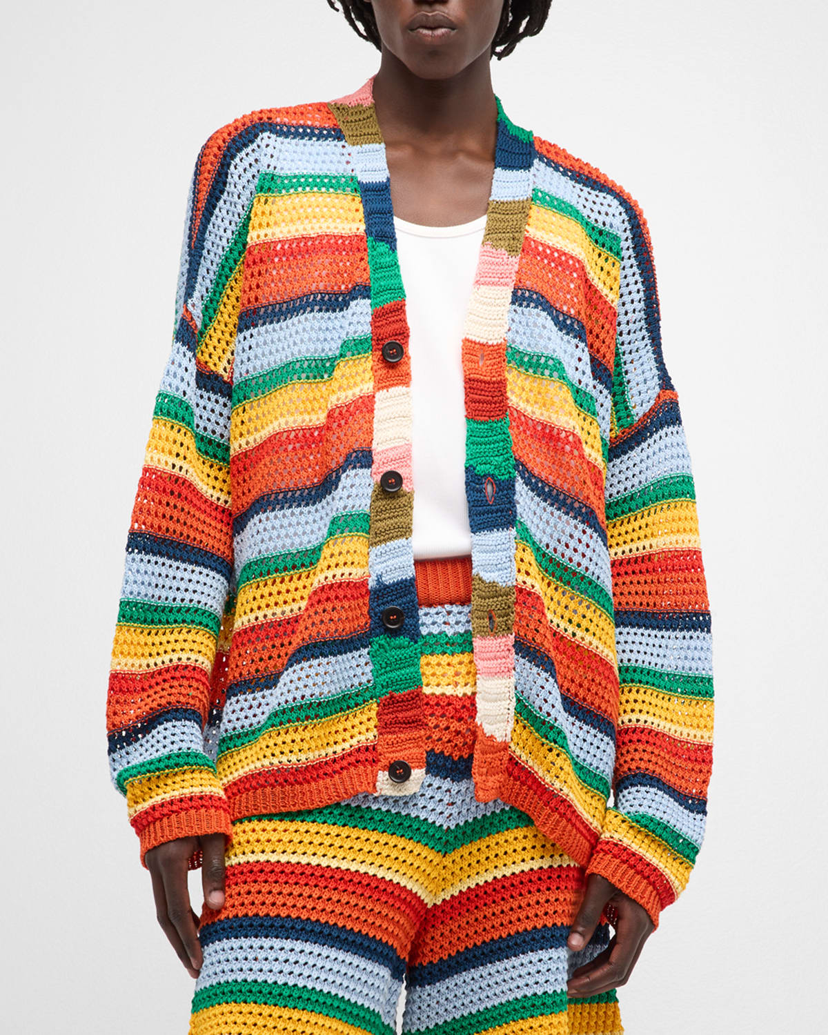 Marni x No Vacancy Inn Men's Multicolor Striped Crochet Hoodie | Neiman ...