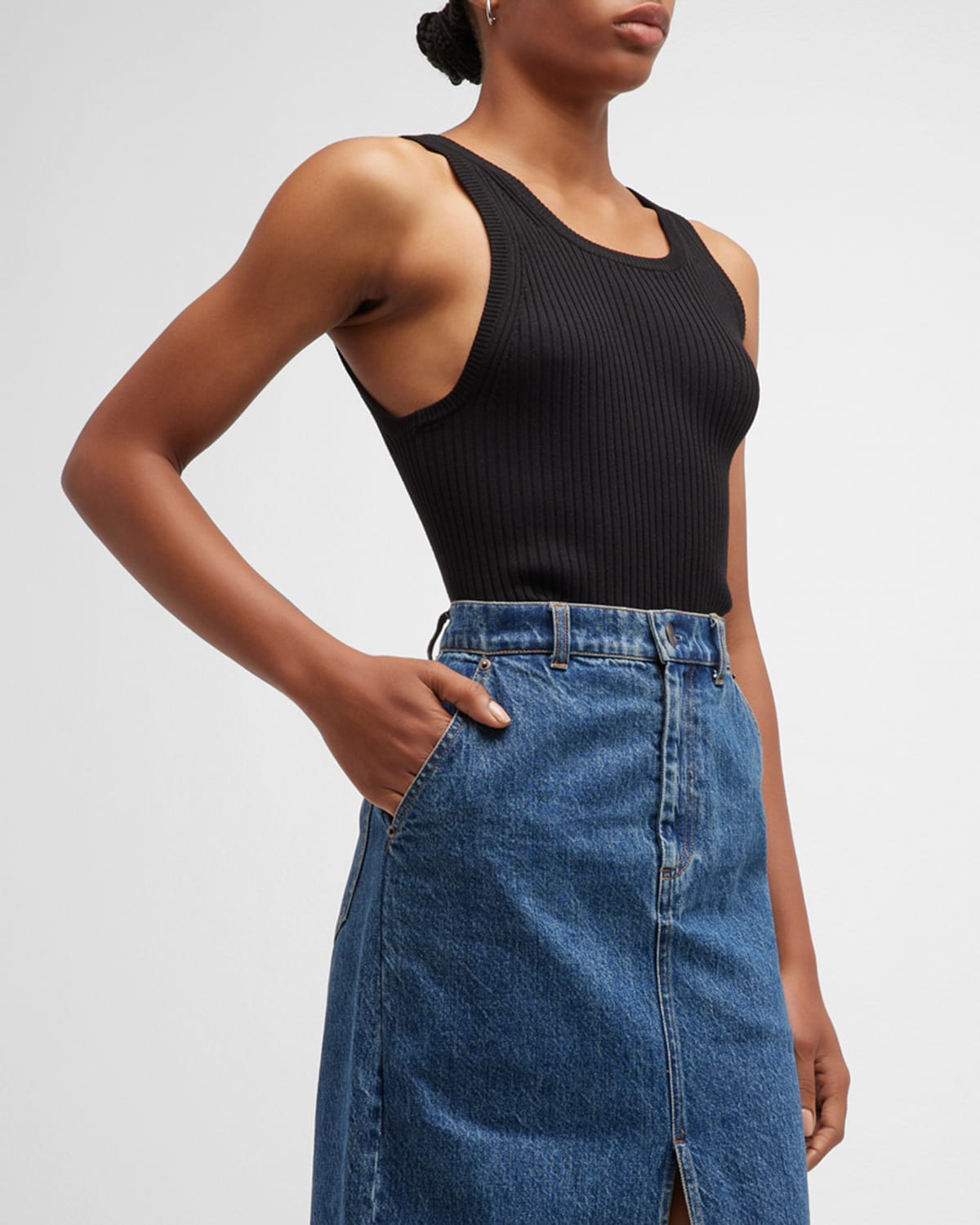 Co Silk Ribbed Tank Top | Neiman Marcus