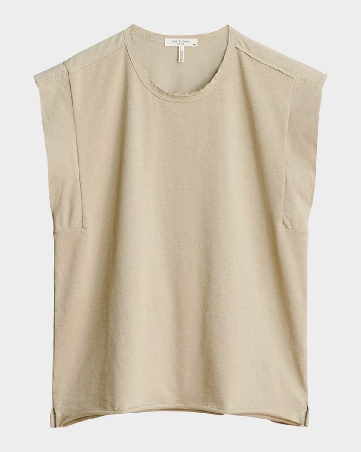 FRAME Rolled Linen Muscle Tee | Neiman Marcus
