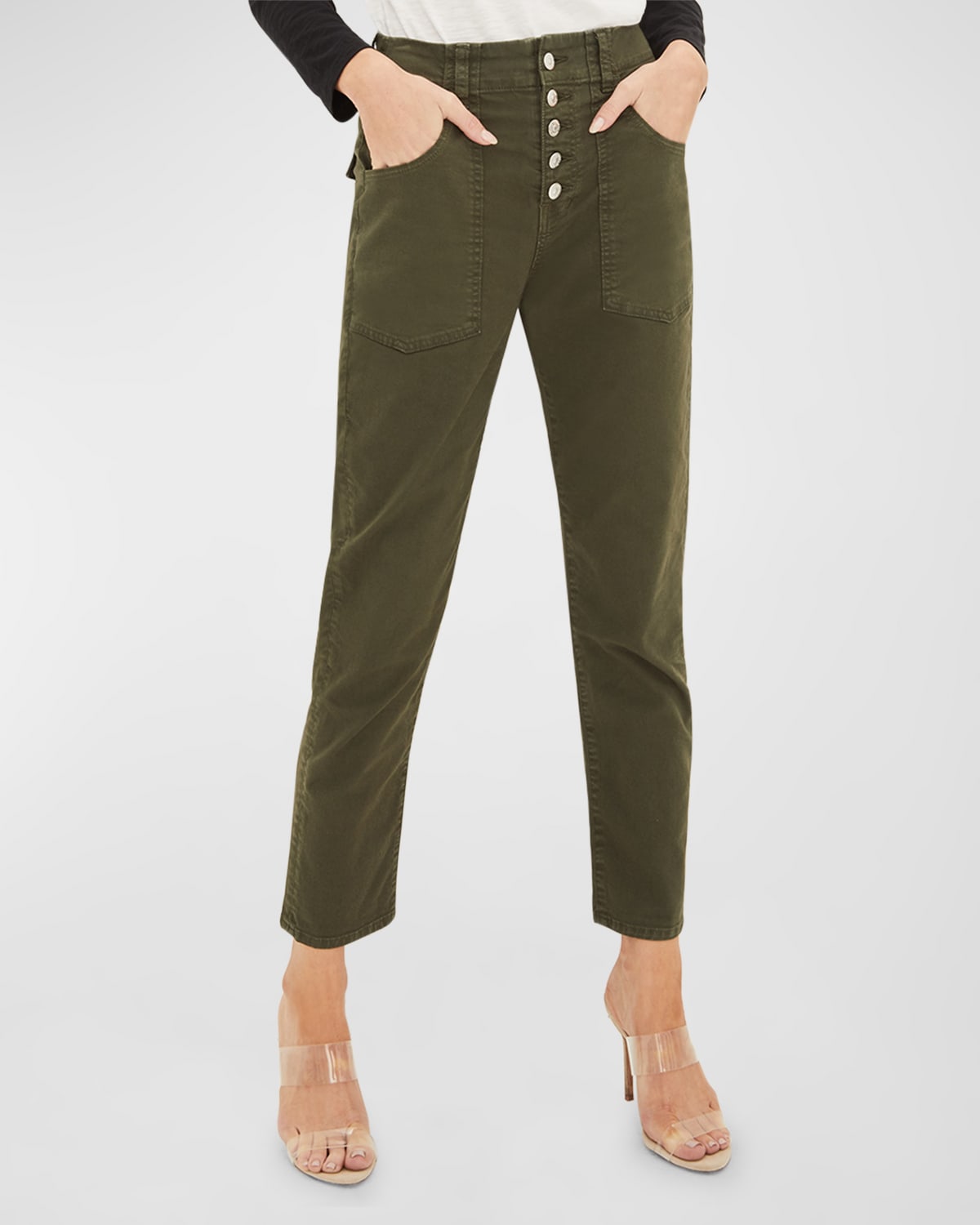 Veronica Beard Jeans Arya Cropped Straight Cargo Jeans | Neiman Marcus