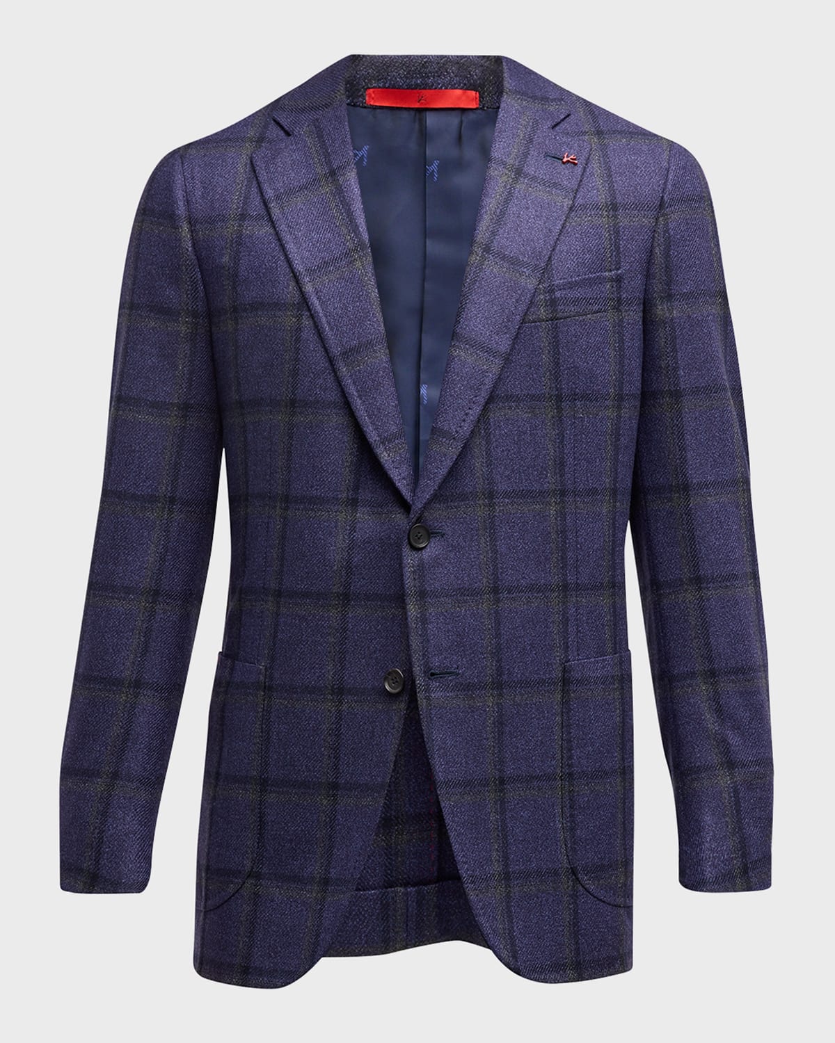 Isaia Men's Wool-Blend Windowpane Sport Coat | Neiman Marcus