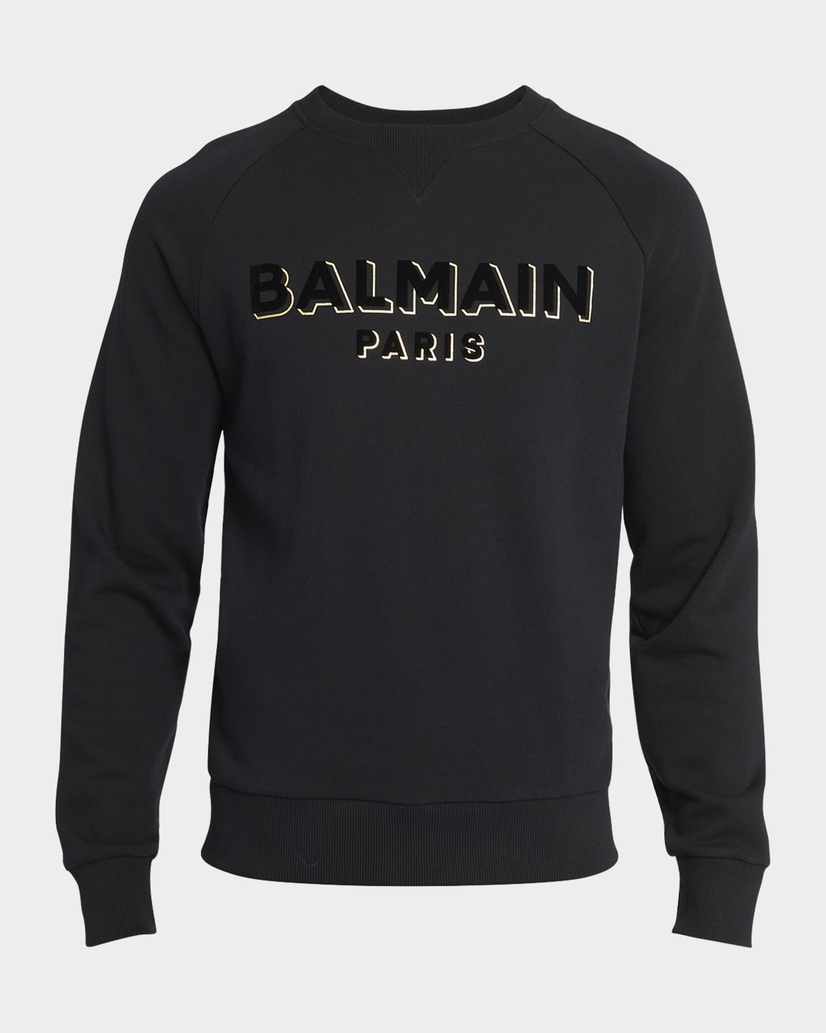 Balmain Men's Flock Foil Logo Sweatshirt | Neiman Marcus