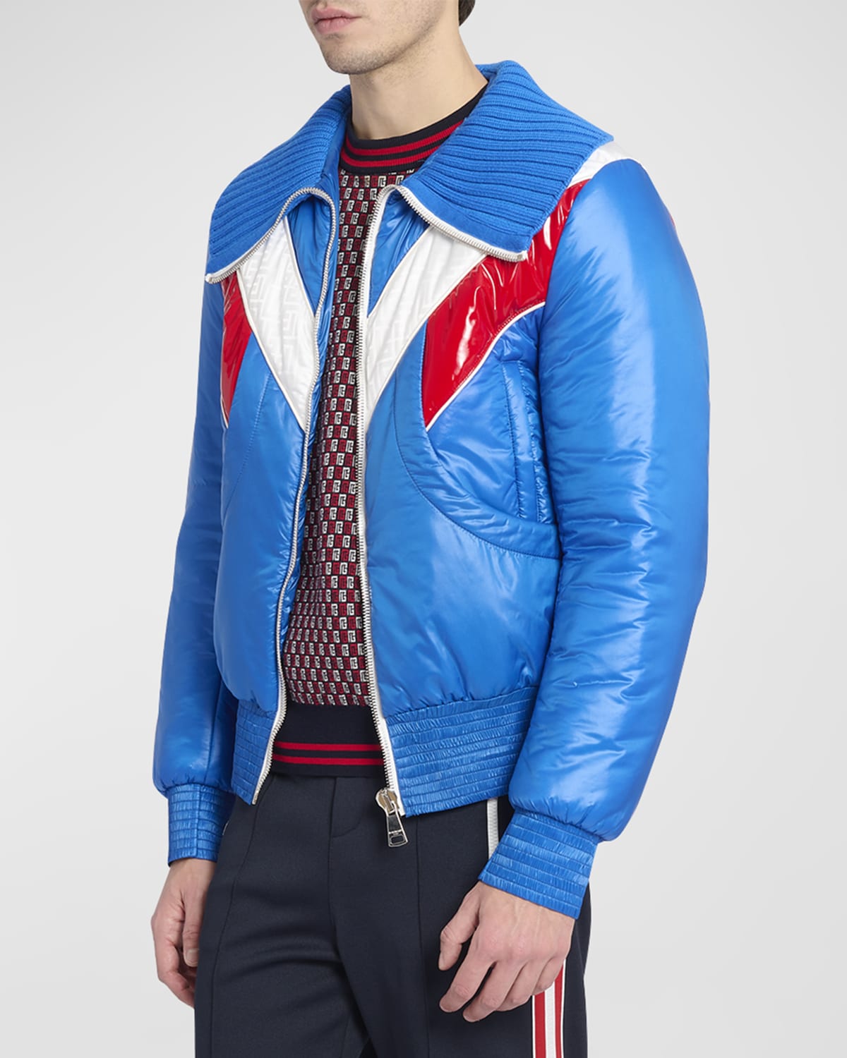 MooRER Men's Mixed Nylon Bomber Jacket | Neiman Marcus