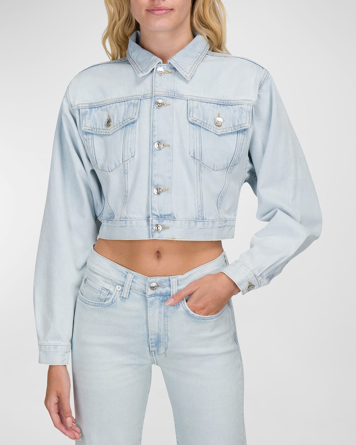 MADE IN TOMBOY Ludo Cropped Denim Jacket | Neiman Marcus