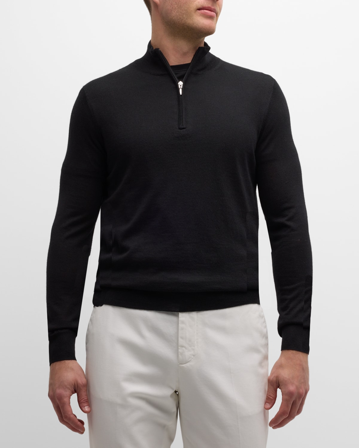 Neiman Marcus Men's Cashmere-Silk Mock Neck Sweater | Neiman Marcus