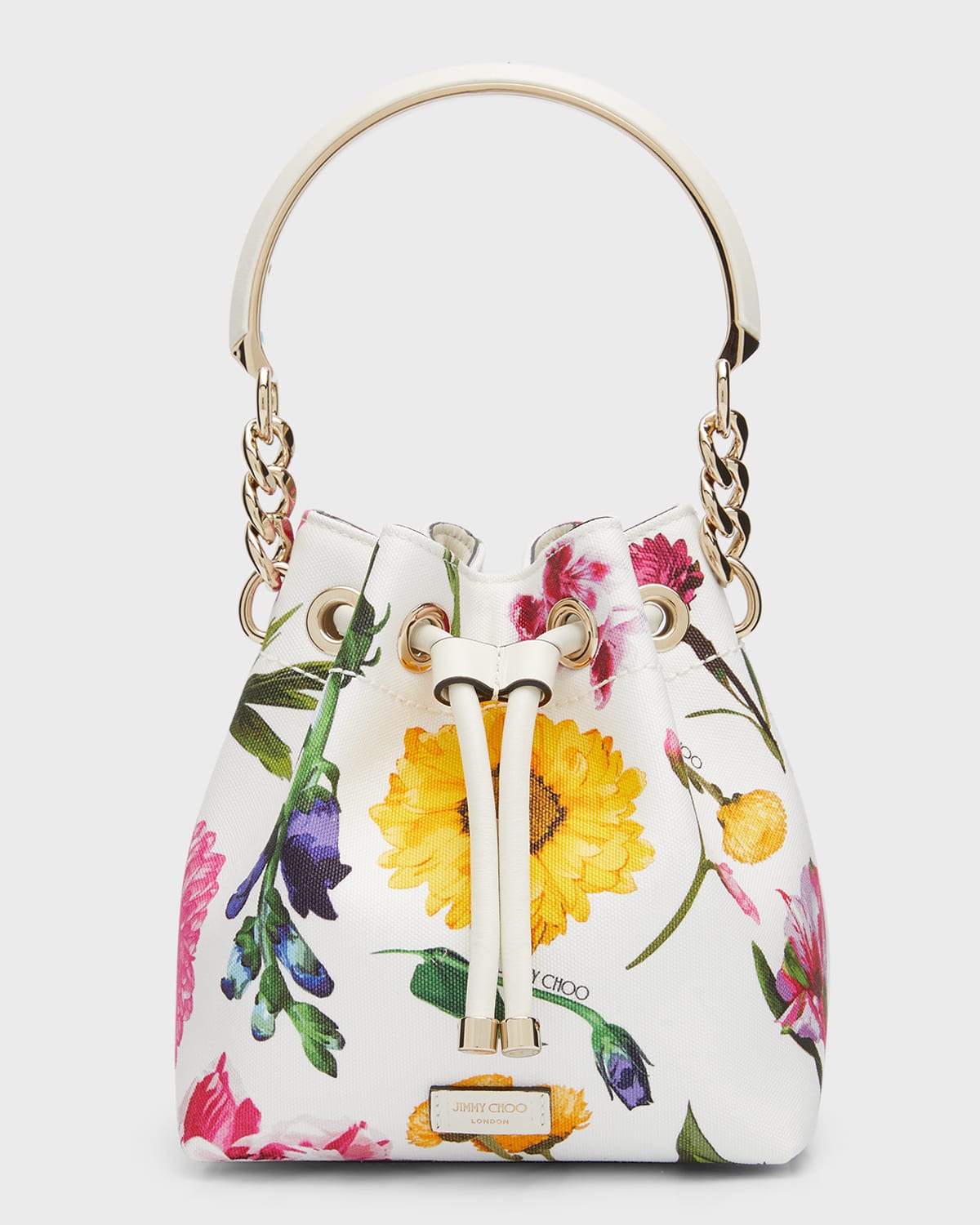 Jimmy Choo Bon Bon Spike Metallic Leather Bucket Bag | Neiman Marcus
