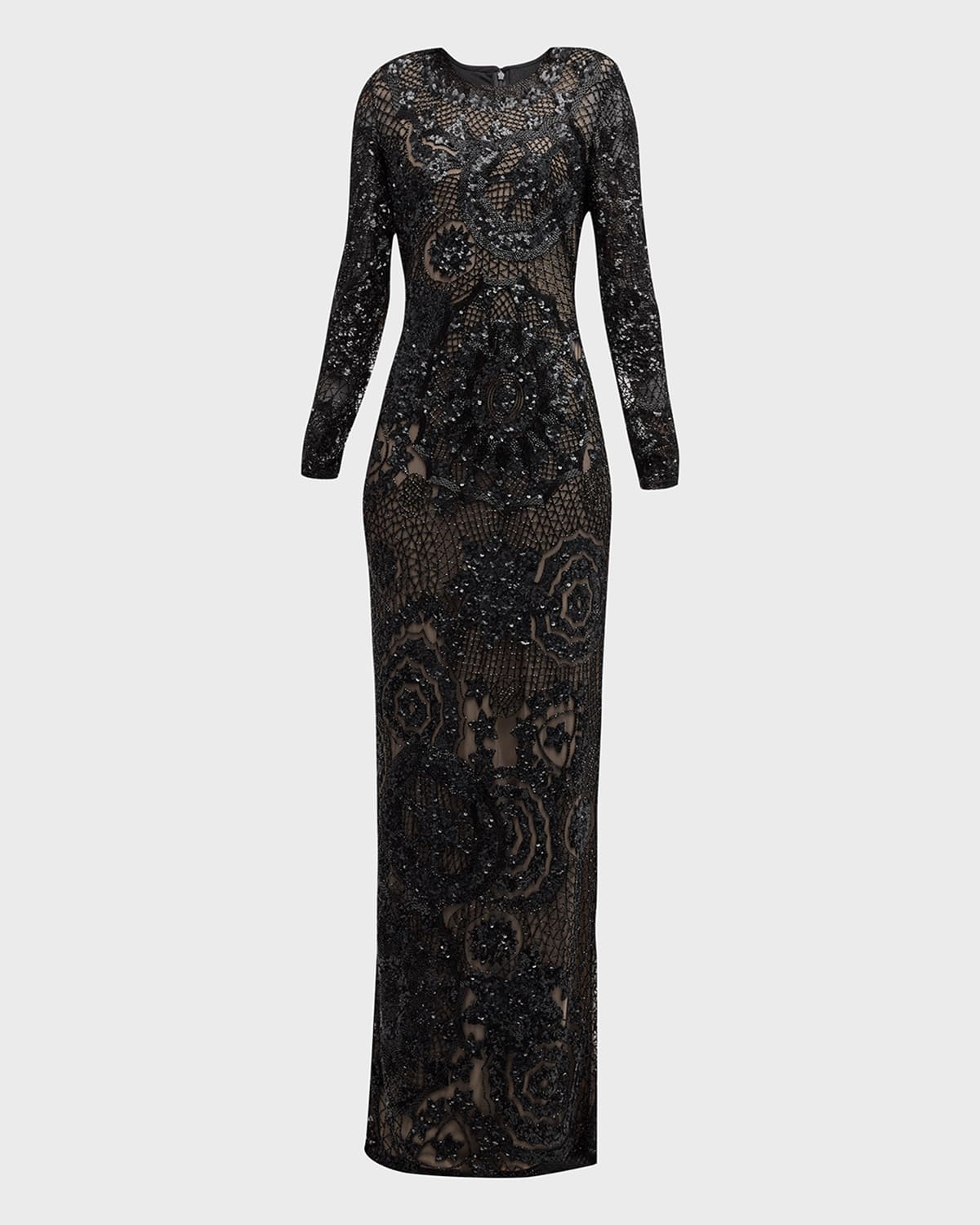 Jenny Packham Zebra Beaded Sleeveless Column Gown | Neiman Marcus