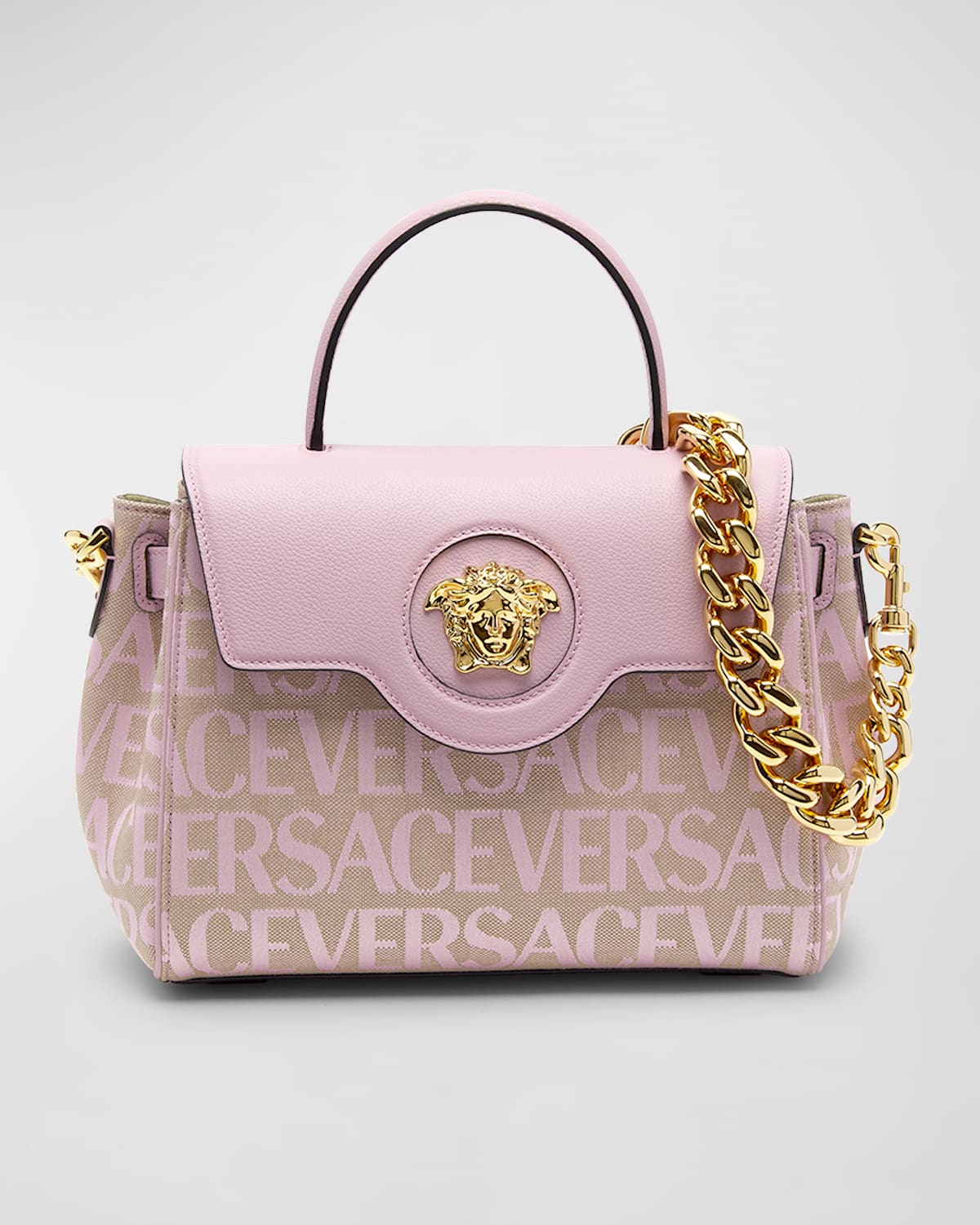Versace La Medusa Small Croc-Embossed Top-Handle bAG | Neiman Marcus