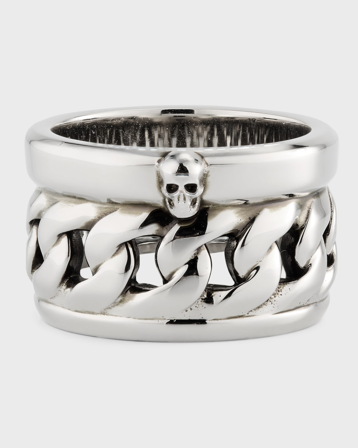 Alexander McQueen Men's Two-Tone Snake and Skull Ring | Neiman Marcus