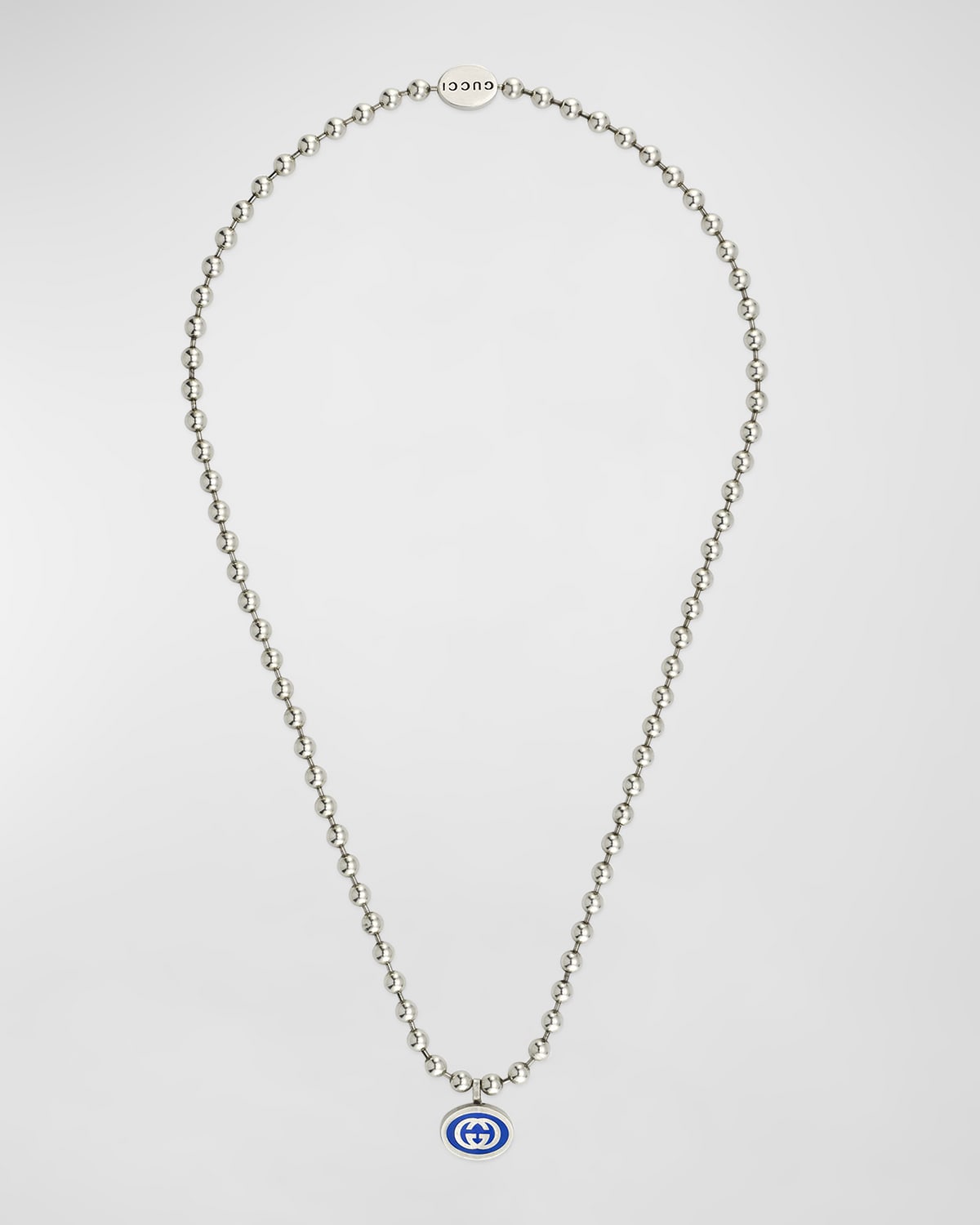 Gucci Men's Enameled Interlocking G Sterling Silver Chain Necklace ...