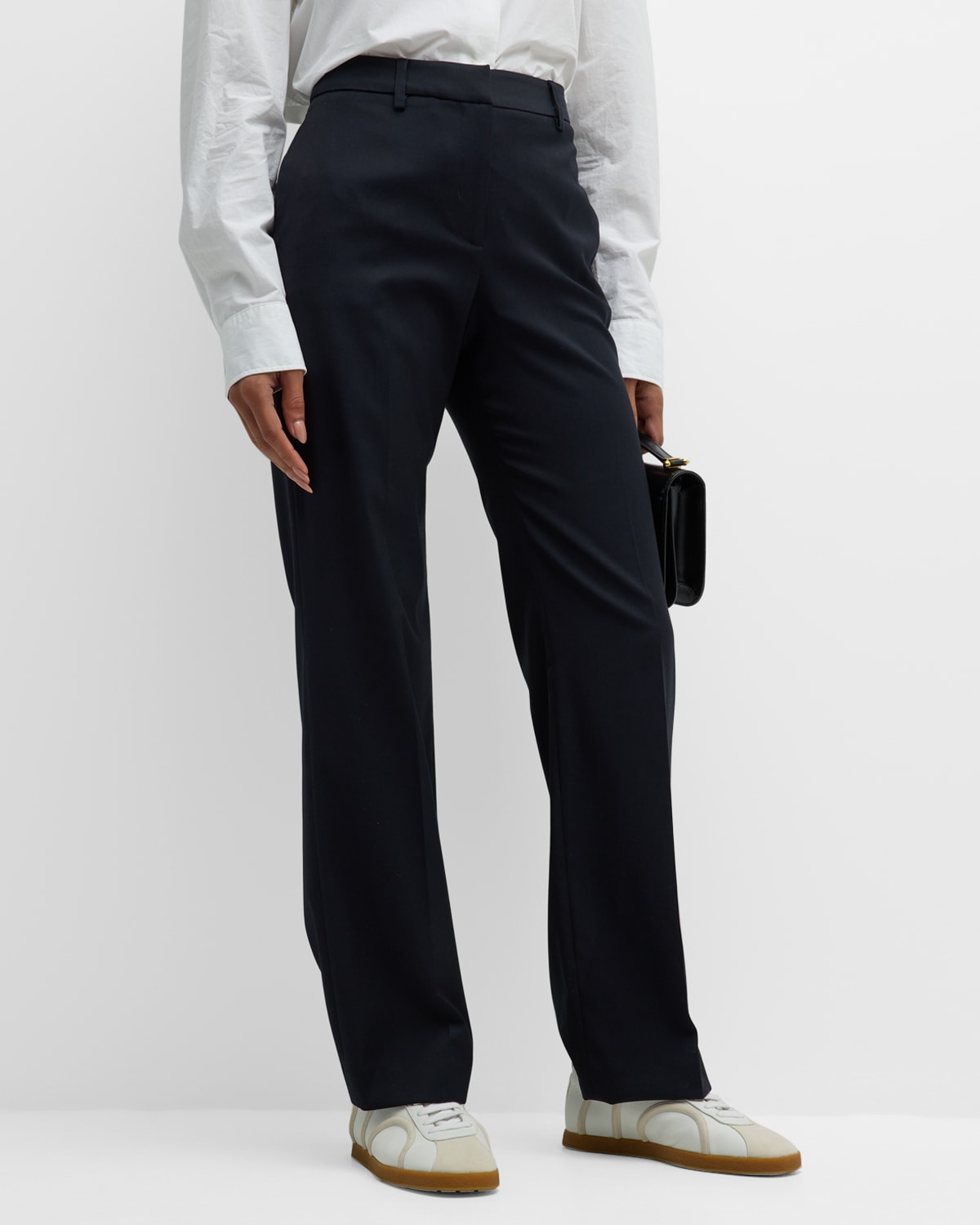 Vince Wool Pleated-Front Straight-Leg Pants | Neiman Marcus