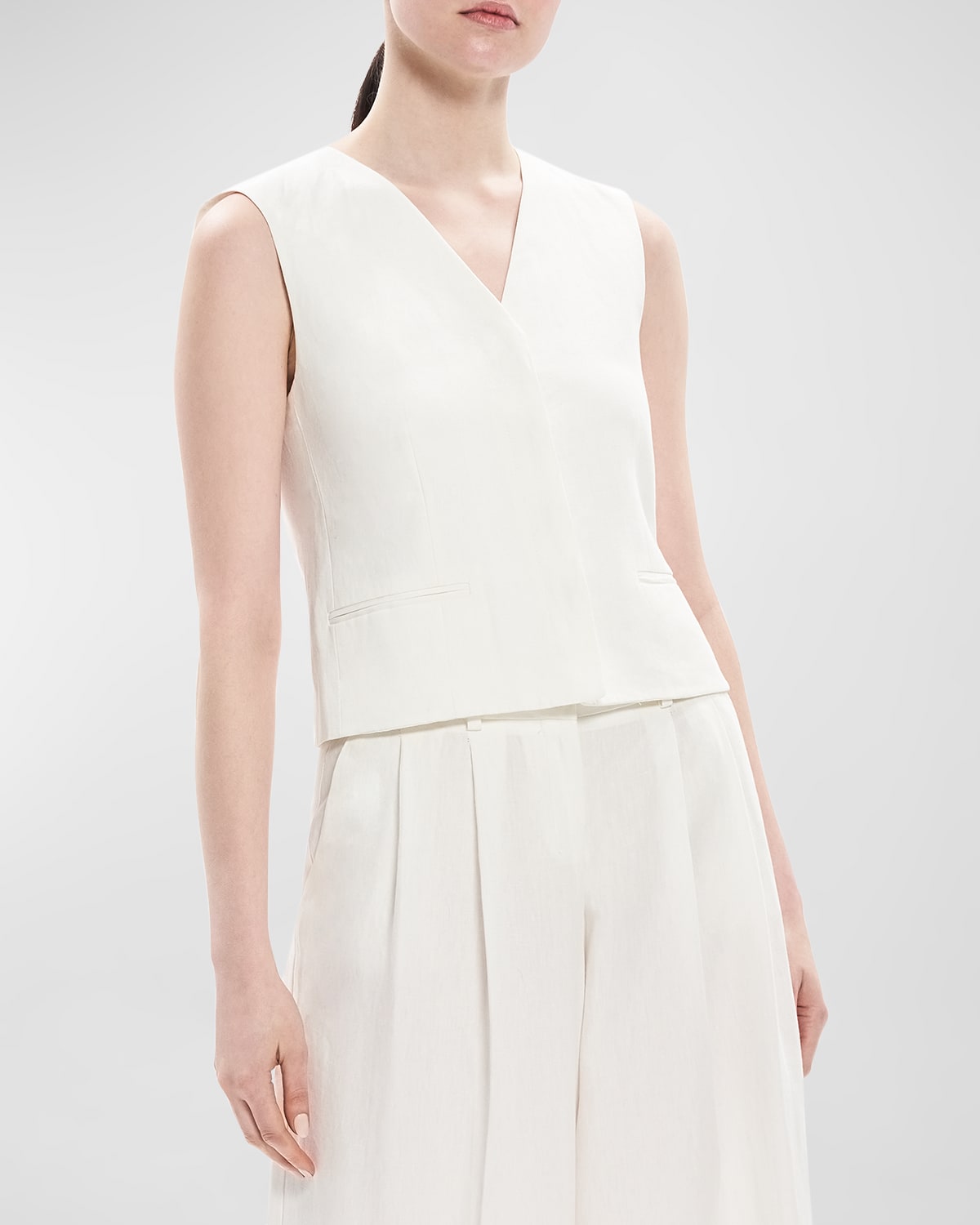 Theory Slim Oxford Crepe Vest | Neiman Marcus