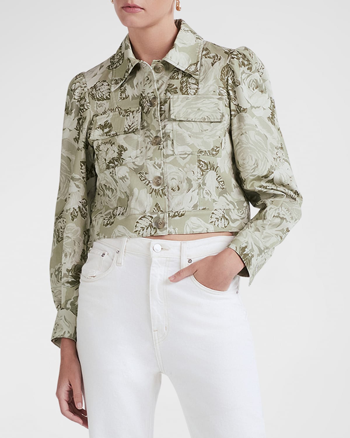 Derek Lam 10 Crosby Jodie Puff-Sleeve Utility Jacket | Neiman Marcus