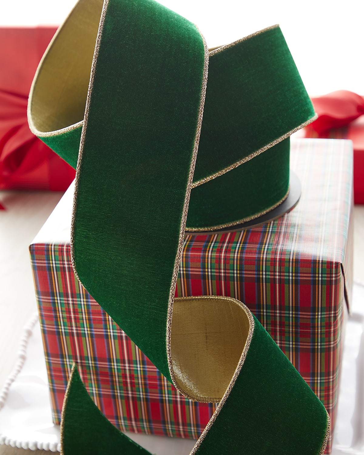 D. Stevens Metallic Sequin Velvet Christmas Ribbon, 4"W x 10 Yards ...