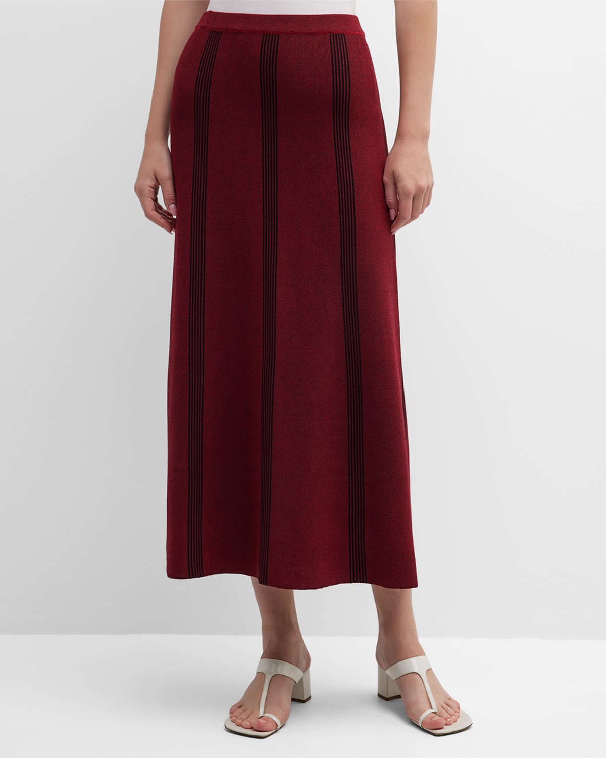 Misook Sleeveless Striped A-Line Maxi Dress | Neiman Marcus