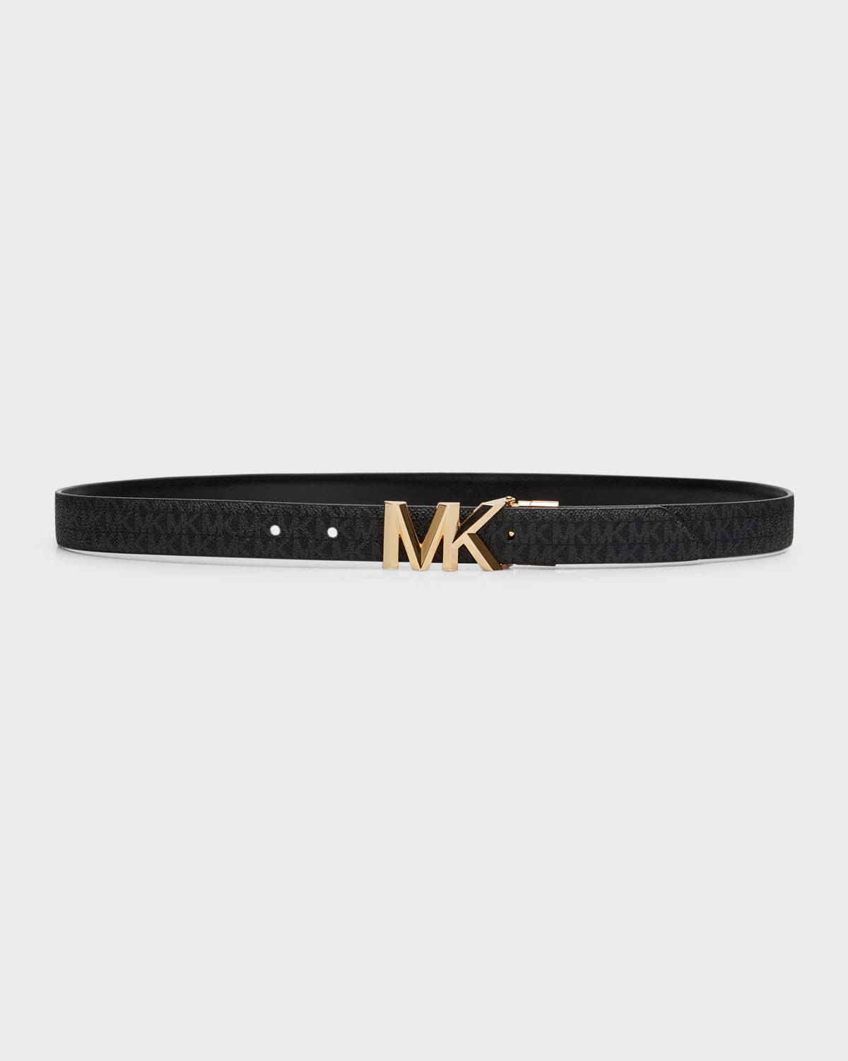 Michael Kors MK Logo Brown Leather Belt | Neiman Marcus
