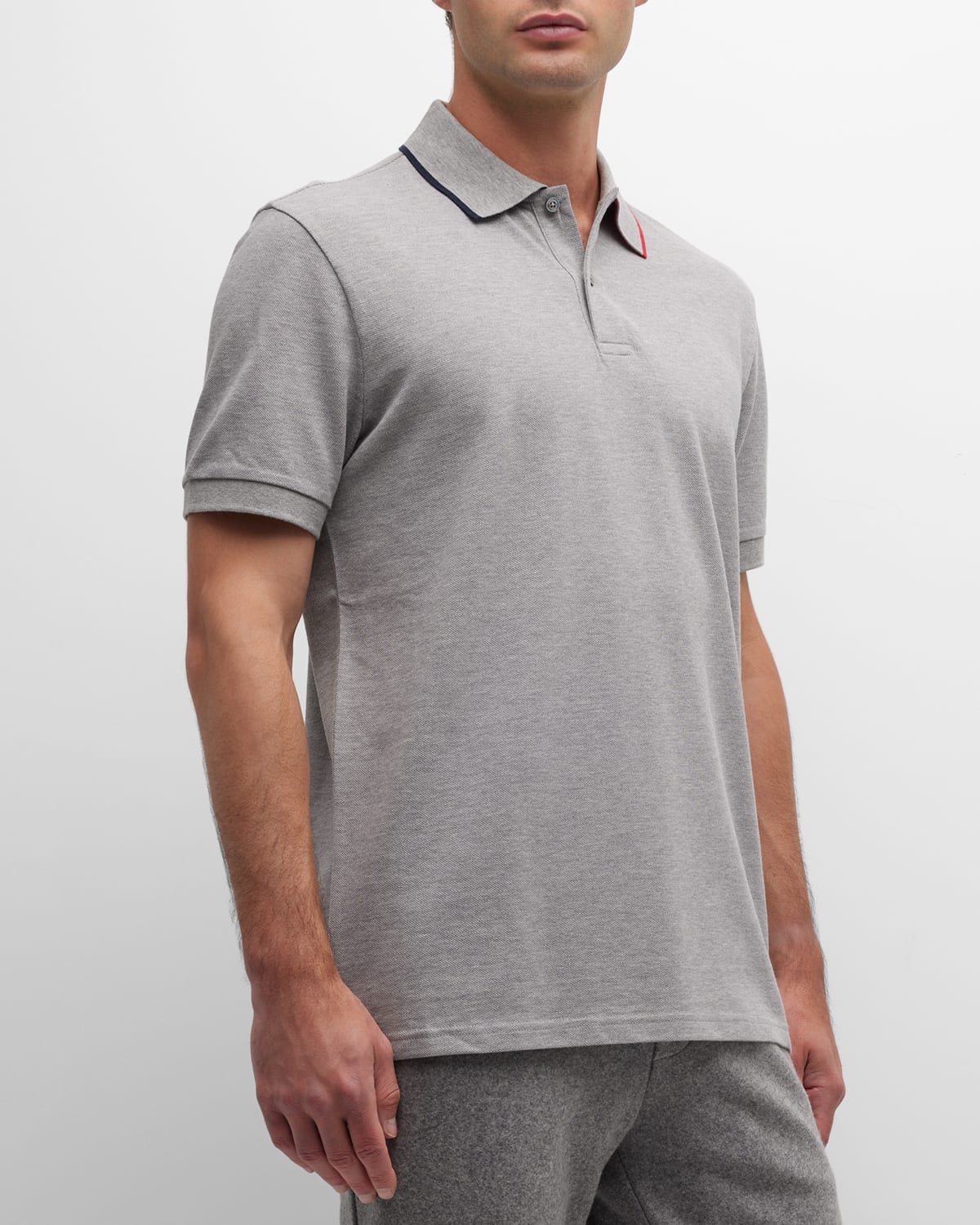 Loewe Men's Pique Contrast-Collar Polo Shirt | Neiman Marcus
