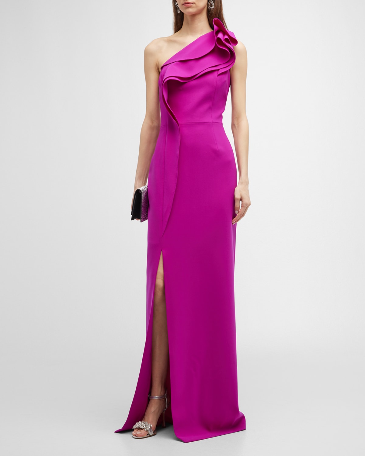 Jovani One-Shoulder Side-Slit Sequin Gown | Neiman Marcus